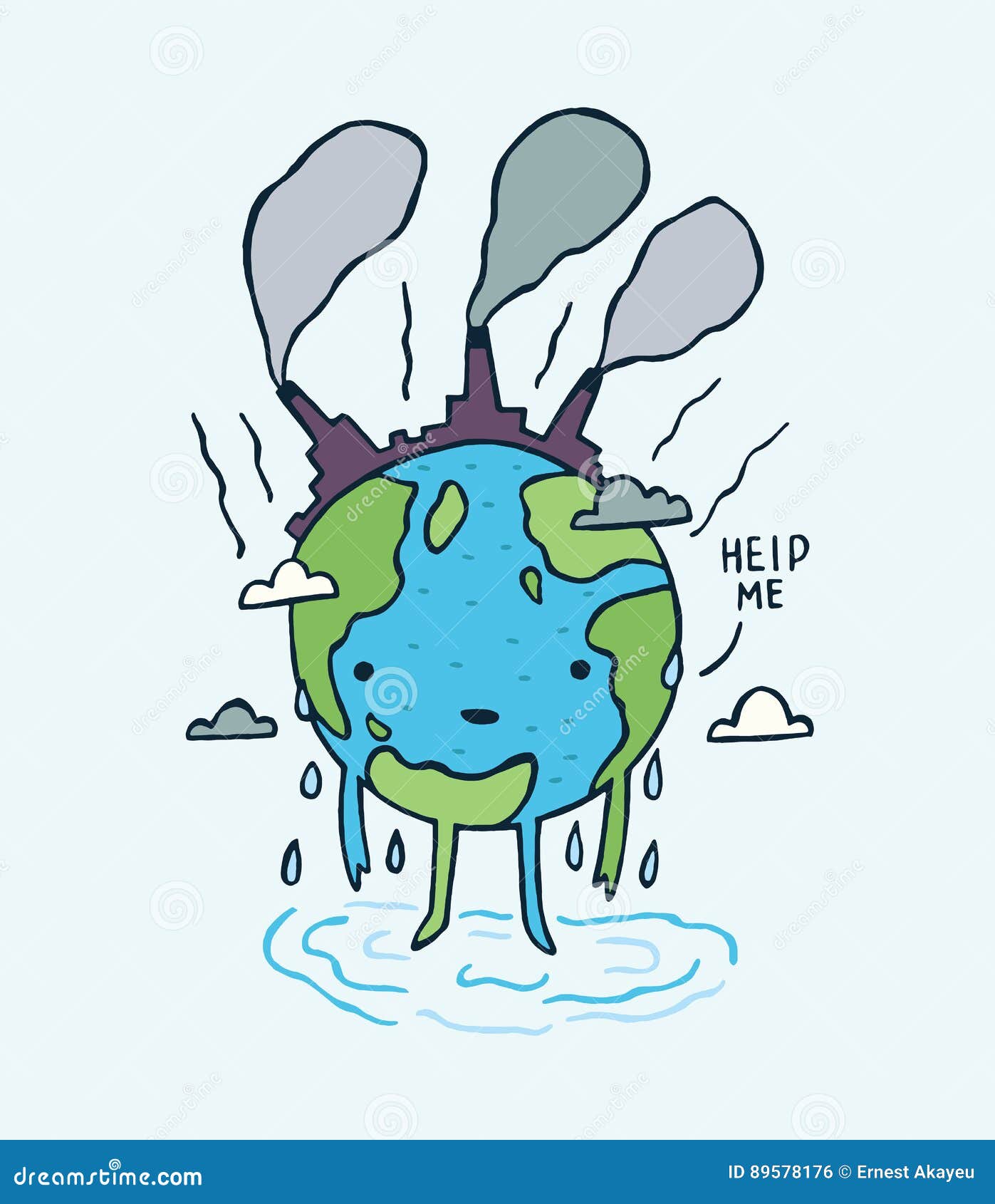 Sad Planet Earth Cartoon Vector | CartoonDealer.com #61786089