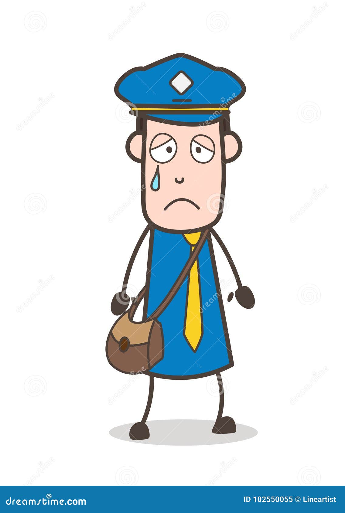 Sad, Postman with Sweat on Face Vector Stock Illustration ...