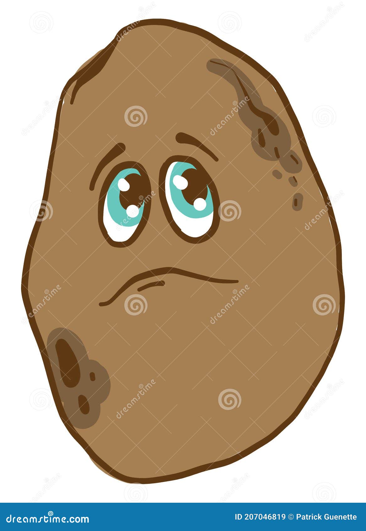 Sad Potato with Blue Eyes, Illustration, Vector Stock Vector ...