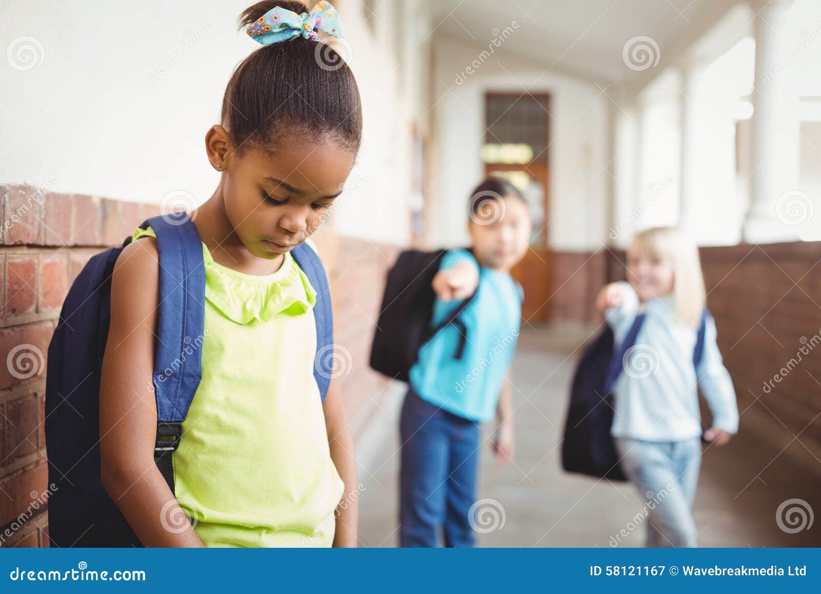 Sad Pupil Being Bullied by Classmates at Corridor Stock Image - Image ...