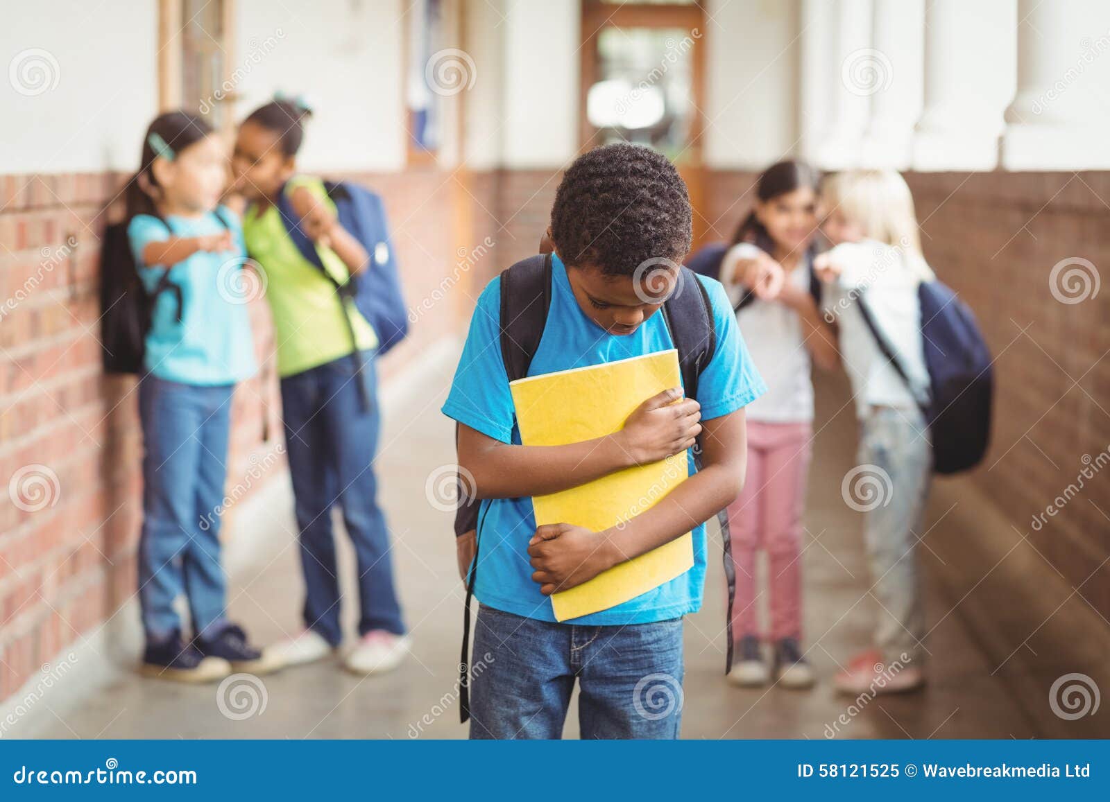 Sad Pupil Being Bullied by Classmates at Corridor Stock Image - Image ...
