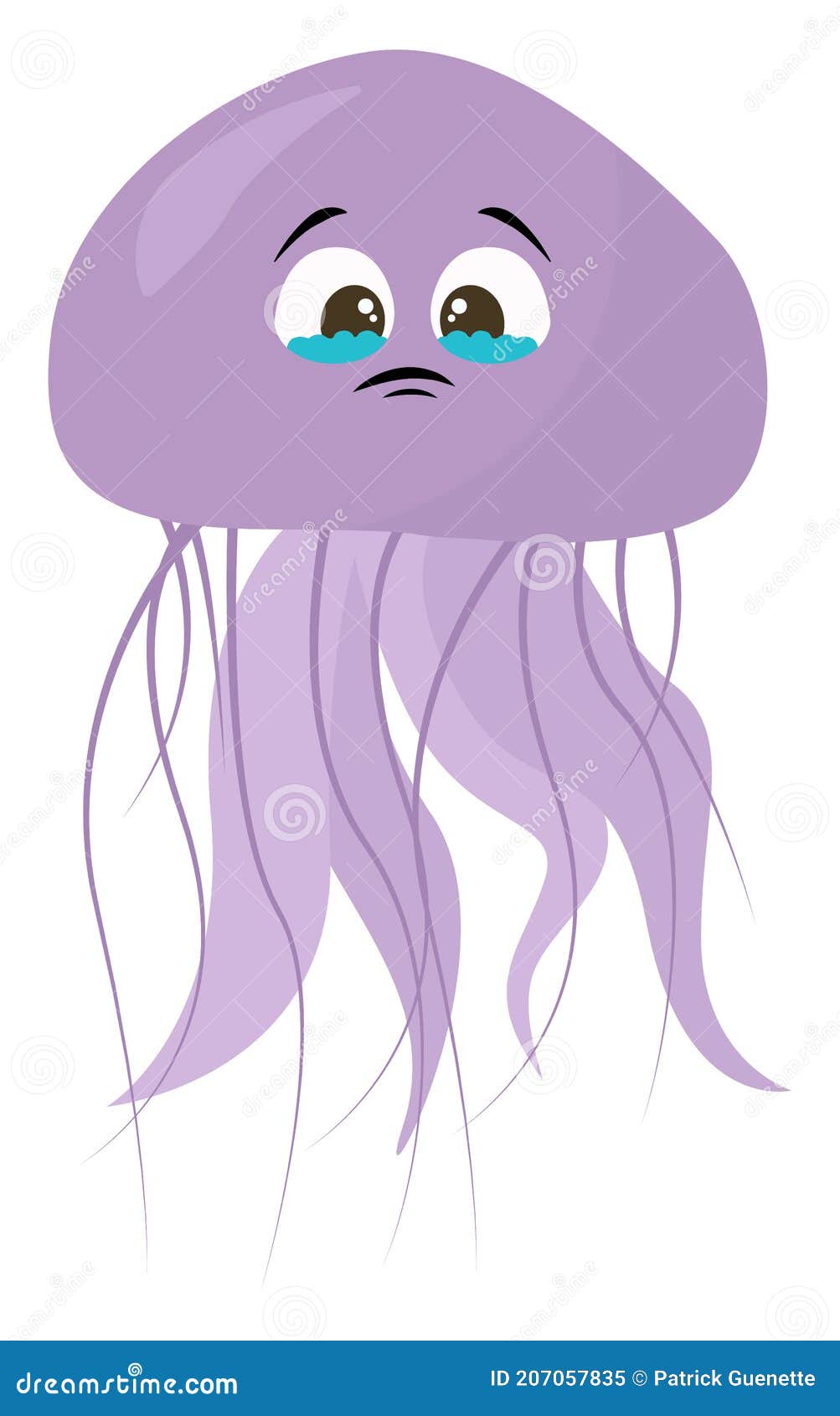 Sad Purple Jellyfish, Illustration, Vector Stock Vector - Illustration ...