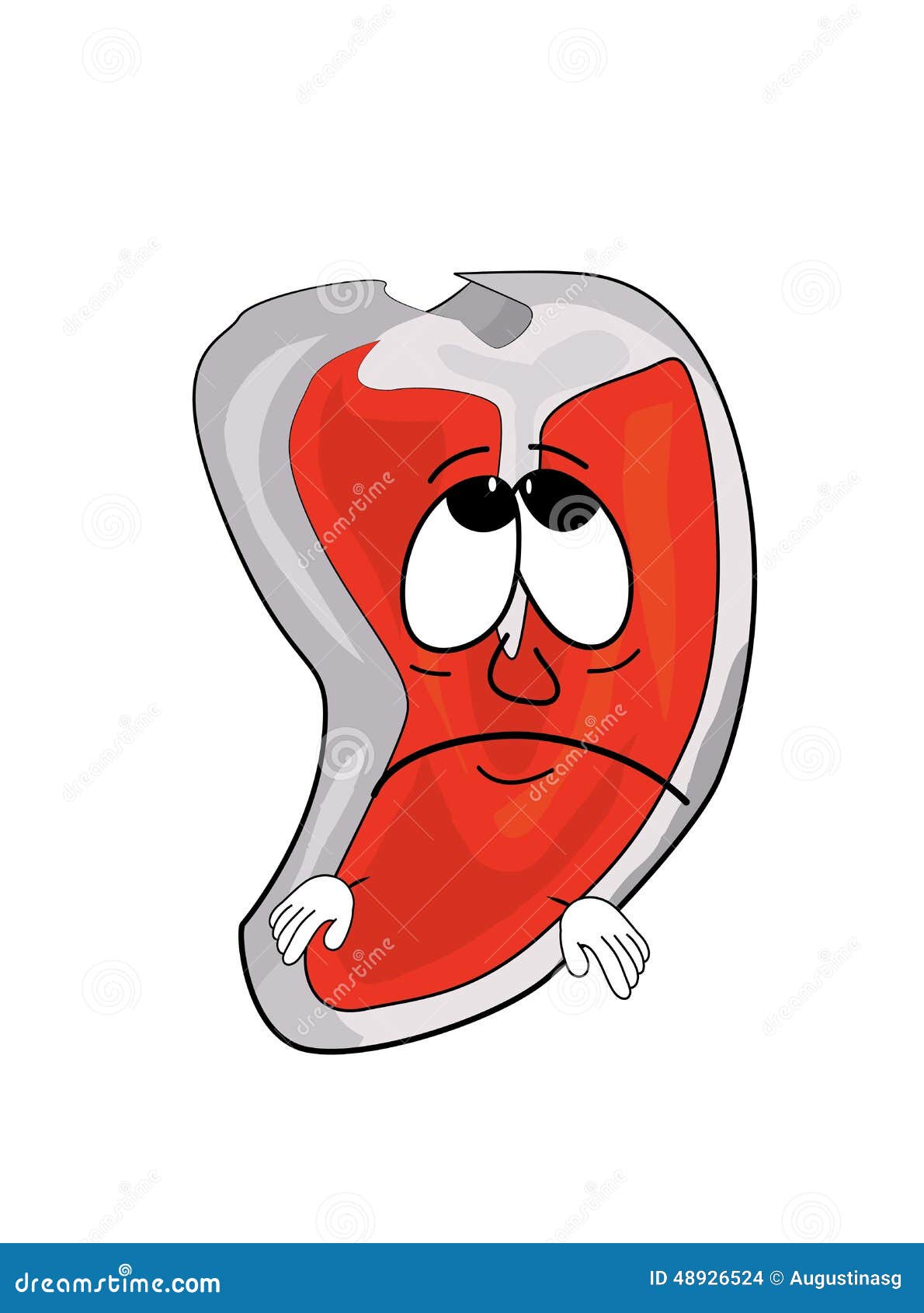 Sad raw steak cartoon stock illustration. Illustration of sorrow - 48926524