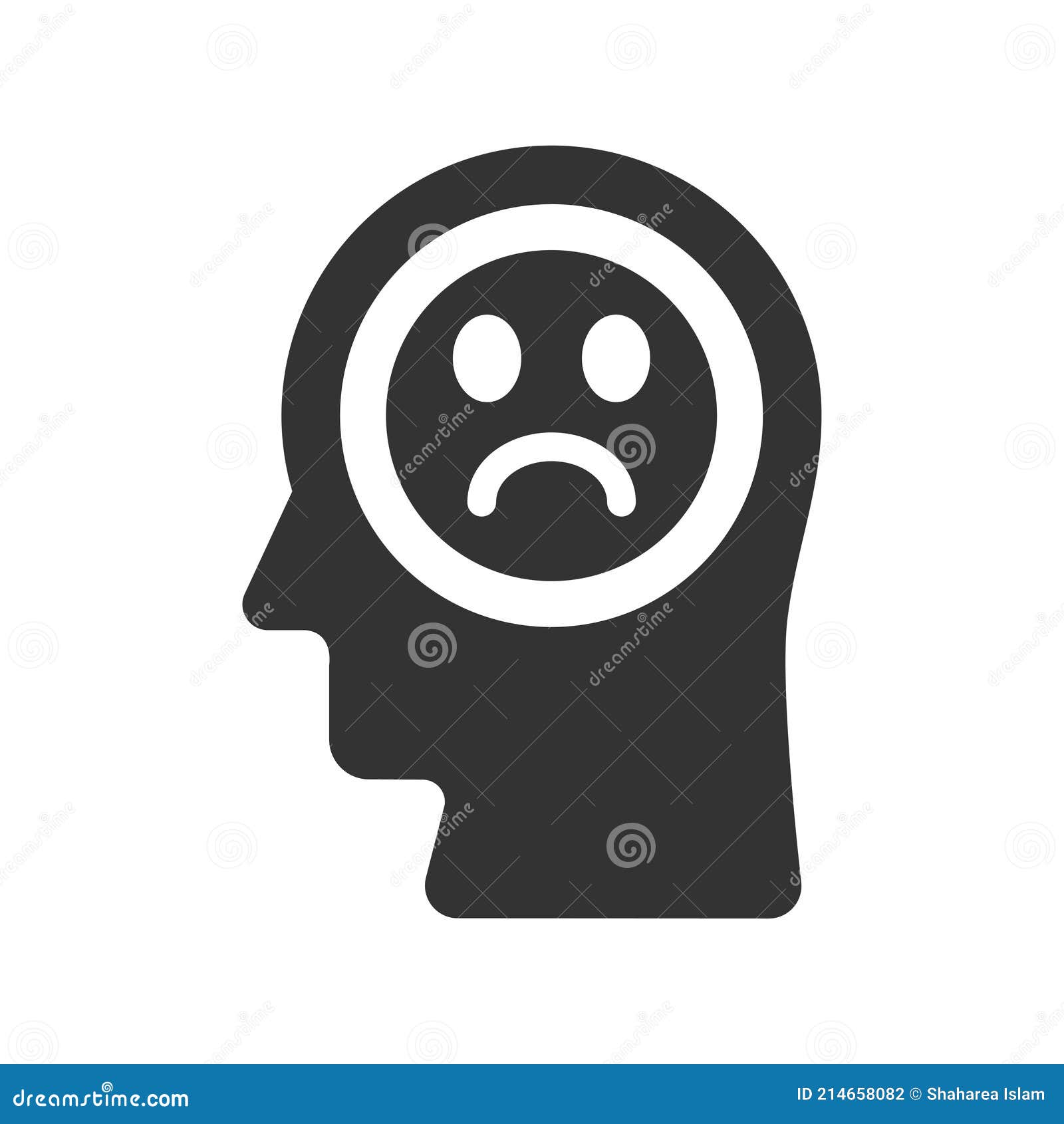 Sad reaction mind icon stock vector. Illustration of brain - 214658082