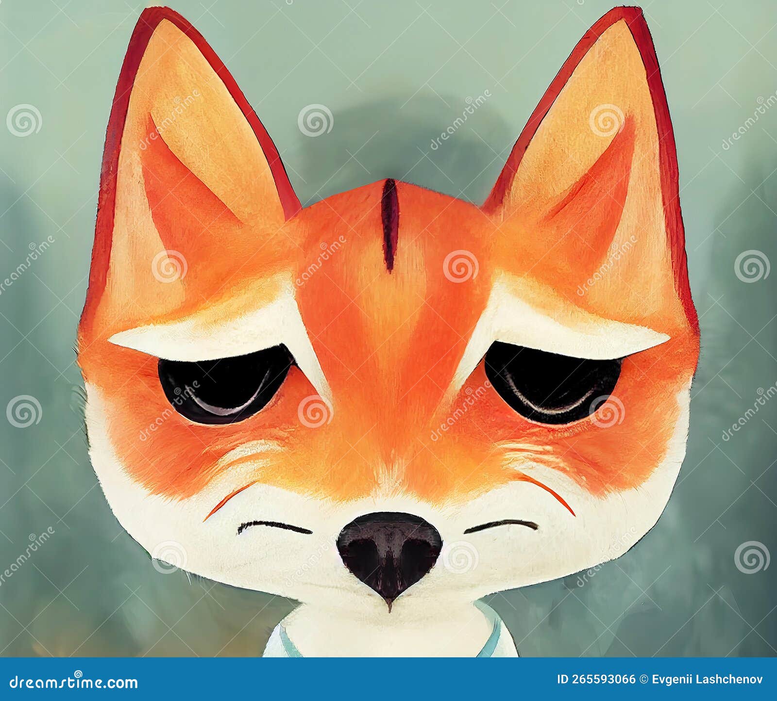 Sad Red Red Fox. Flat Image. Digital Illustration. AI-generated Stock ...