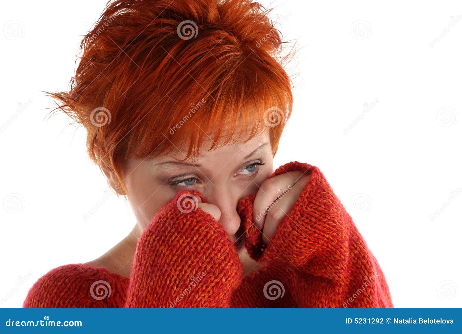 Sad red haired woman stock photo. Image of emotional, femininity - 5231292