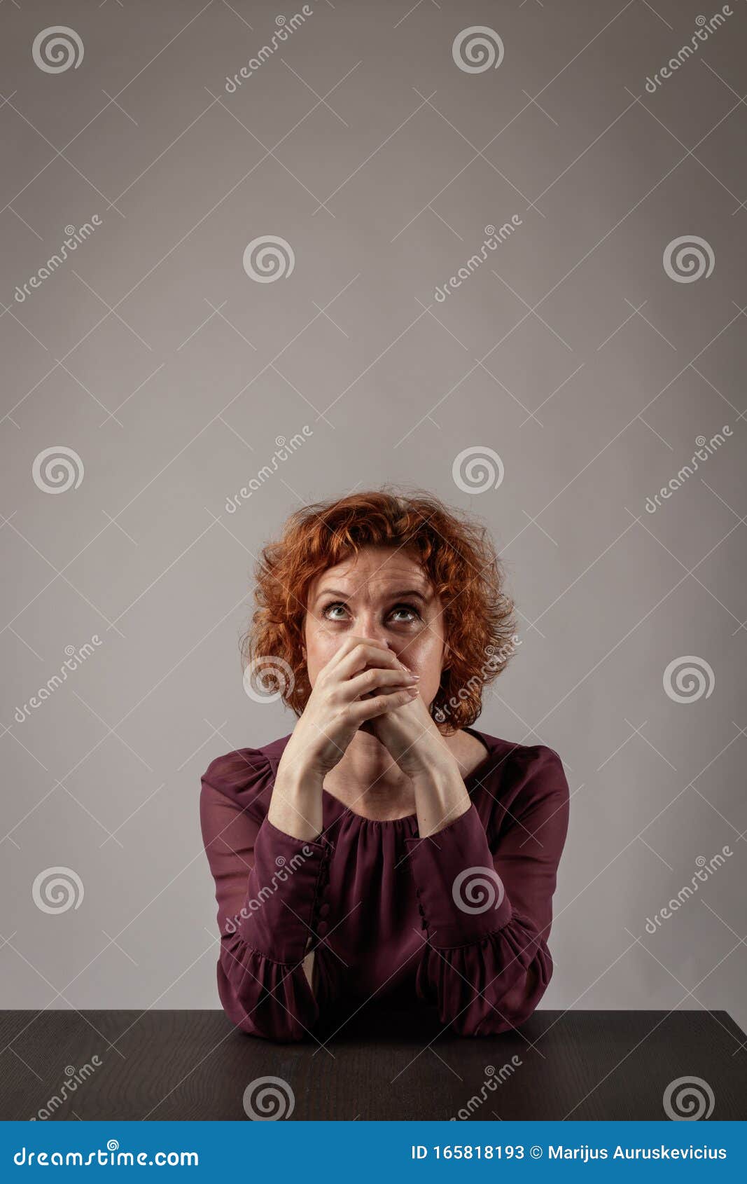 Sad Red-haired Woman. Depression Stock Image - Image of dark, female ...