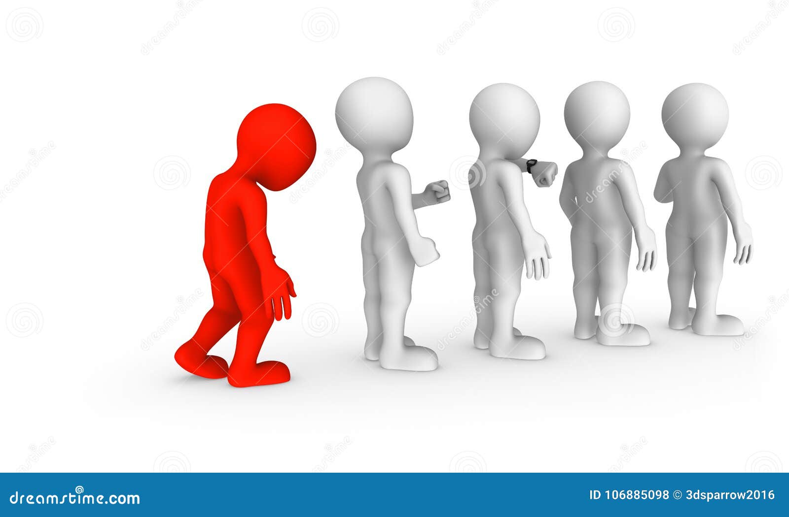 The Sad Red Man Stands in a Queue. Stock Illustration - Illustration of ...