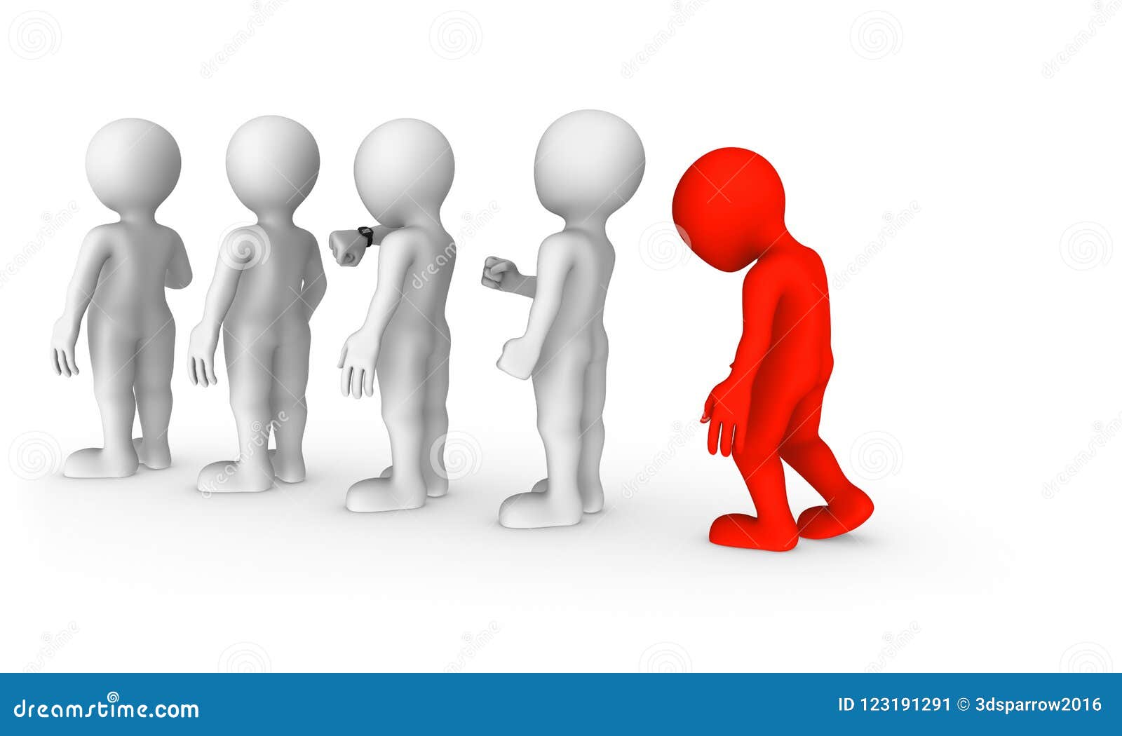 The Sad Red Man Stands in a Queue. Stock Illustration - Illustration of ...