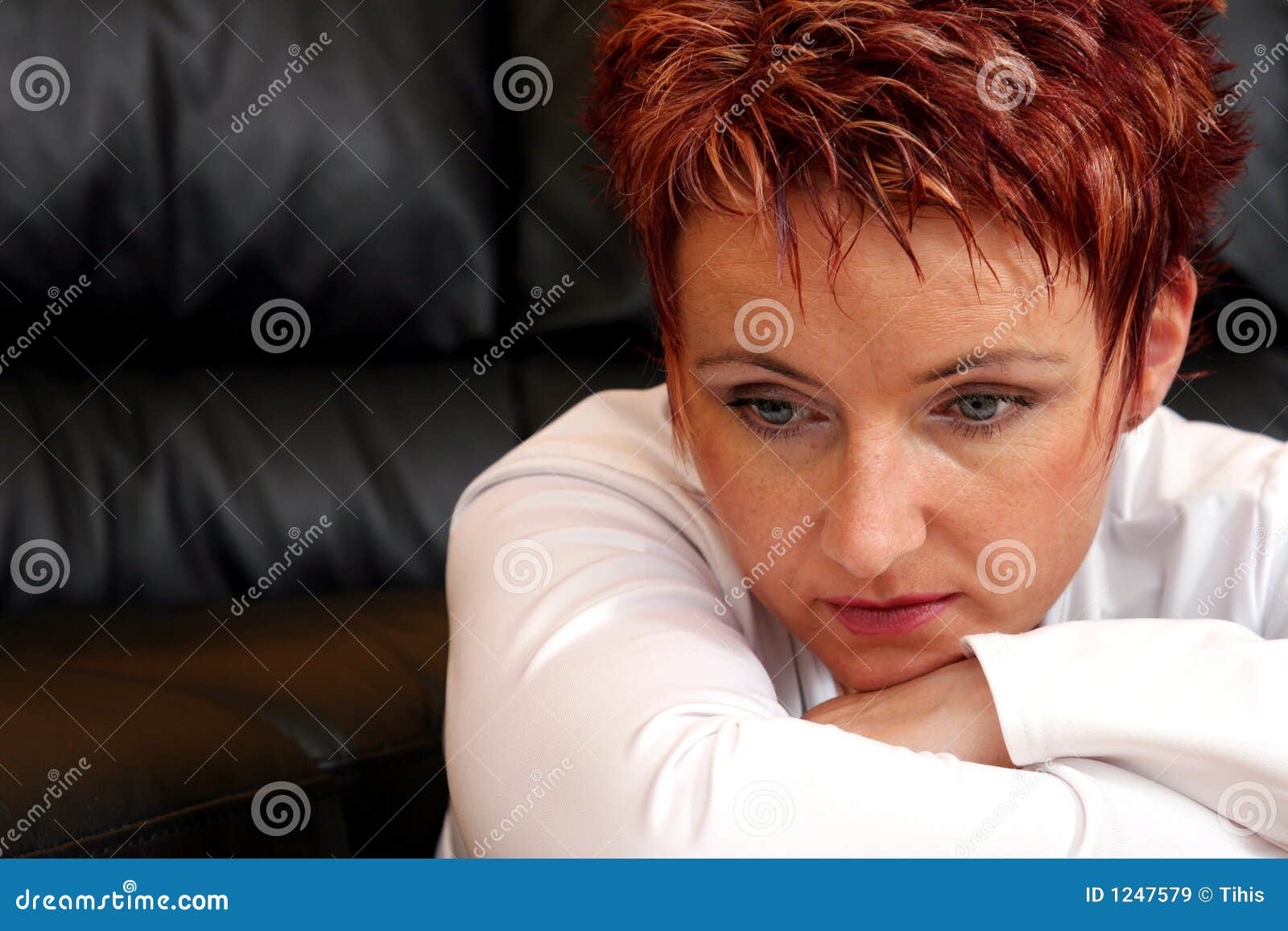 Sad Redheaded Woman stock image. Image of look, distressed - 1247579