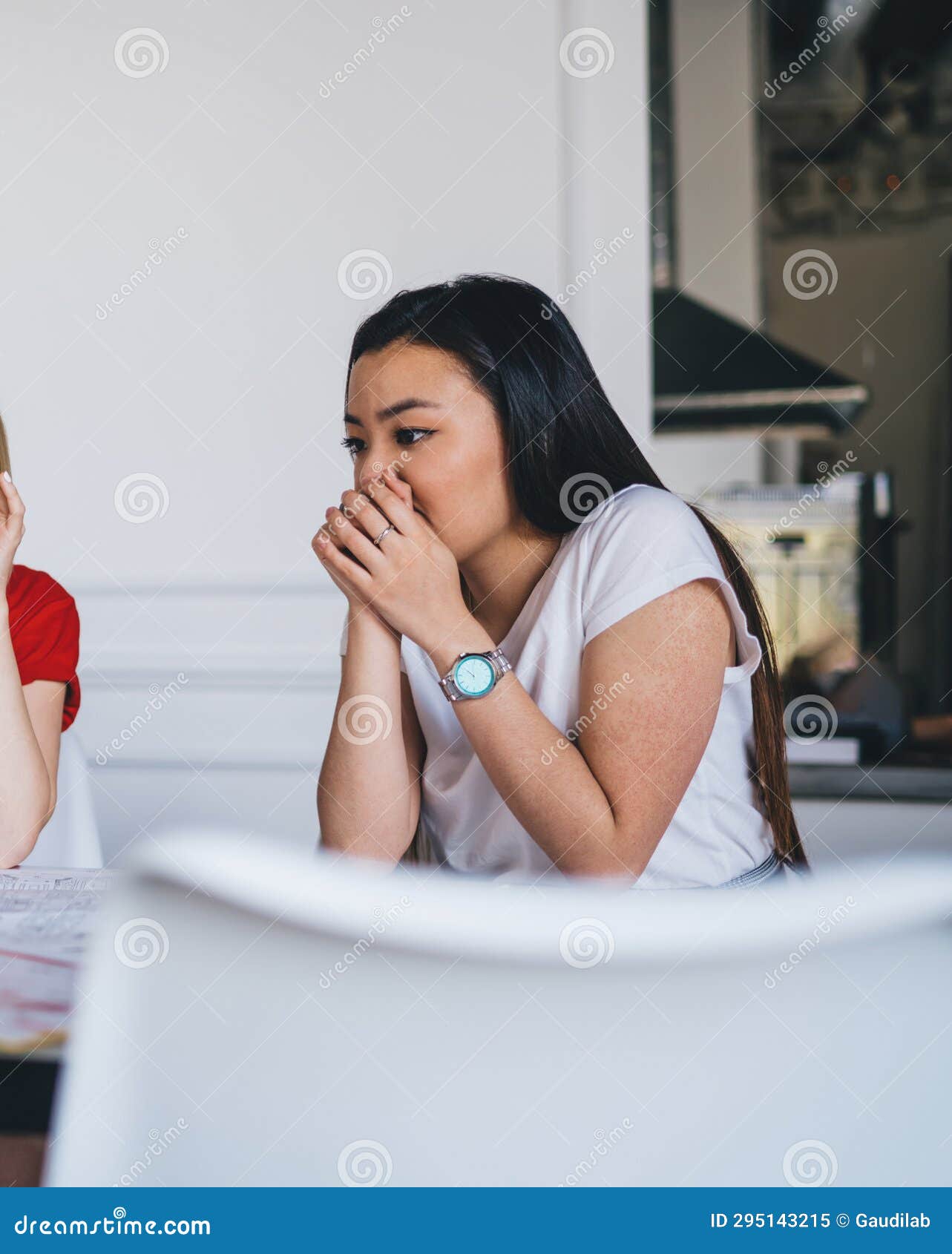 Sad Remote Worker Creating Project with Colleague Stock Image - Image ...