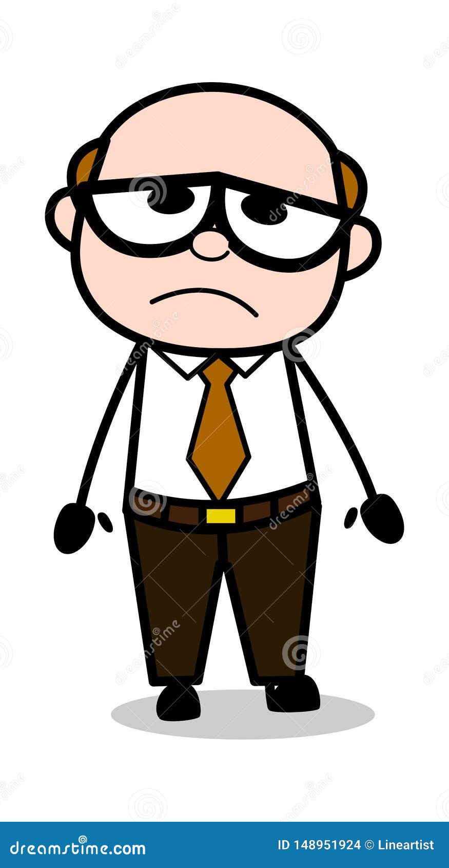 Sad - Retro Cartoon Office Old Boss Man Vector Illustration Stock ...