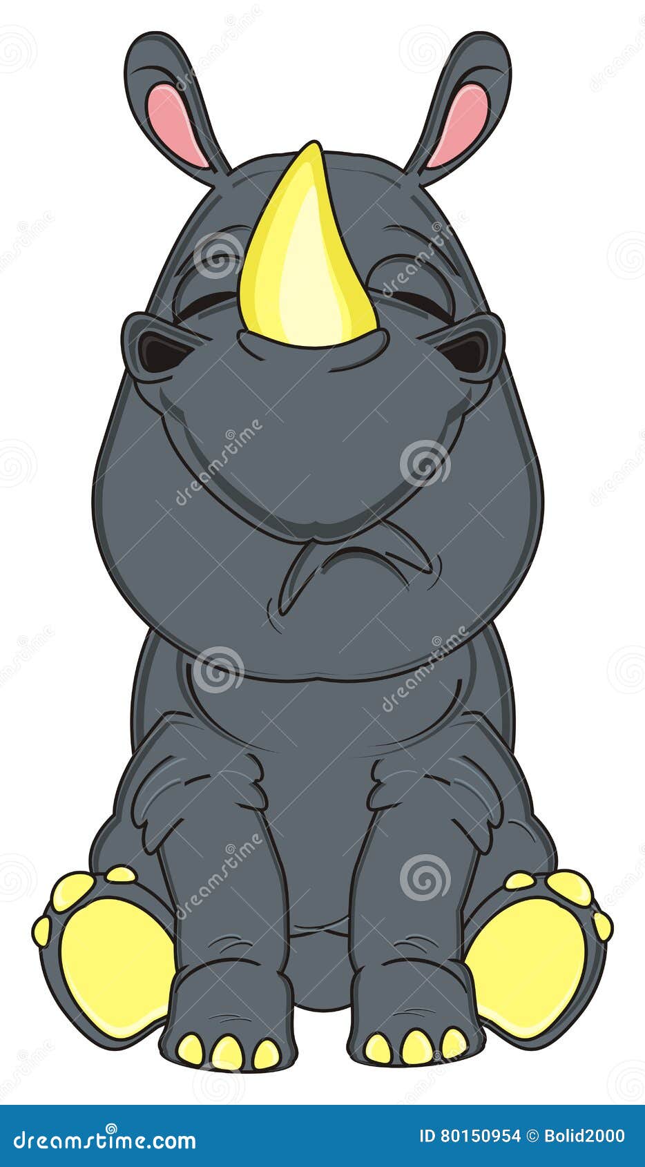 Sad rhino sit stock illustration. Illustration of gray - 80150954
