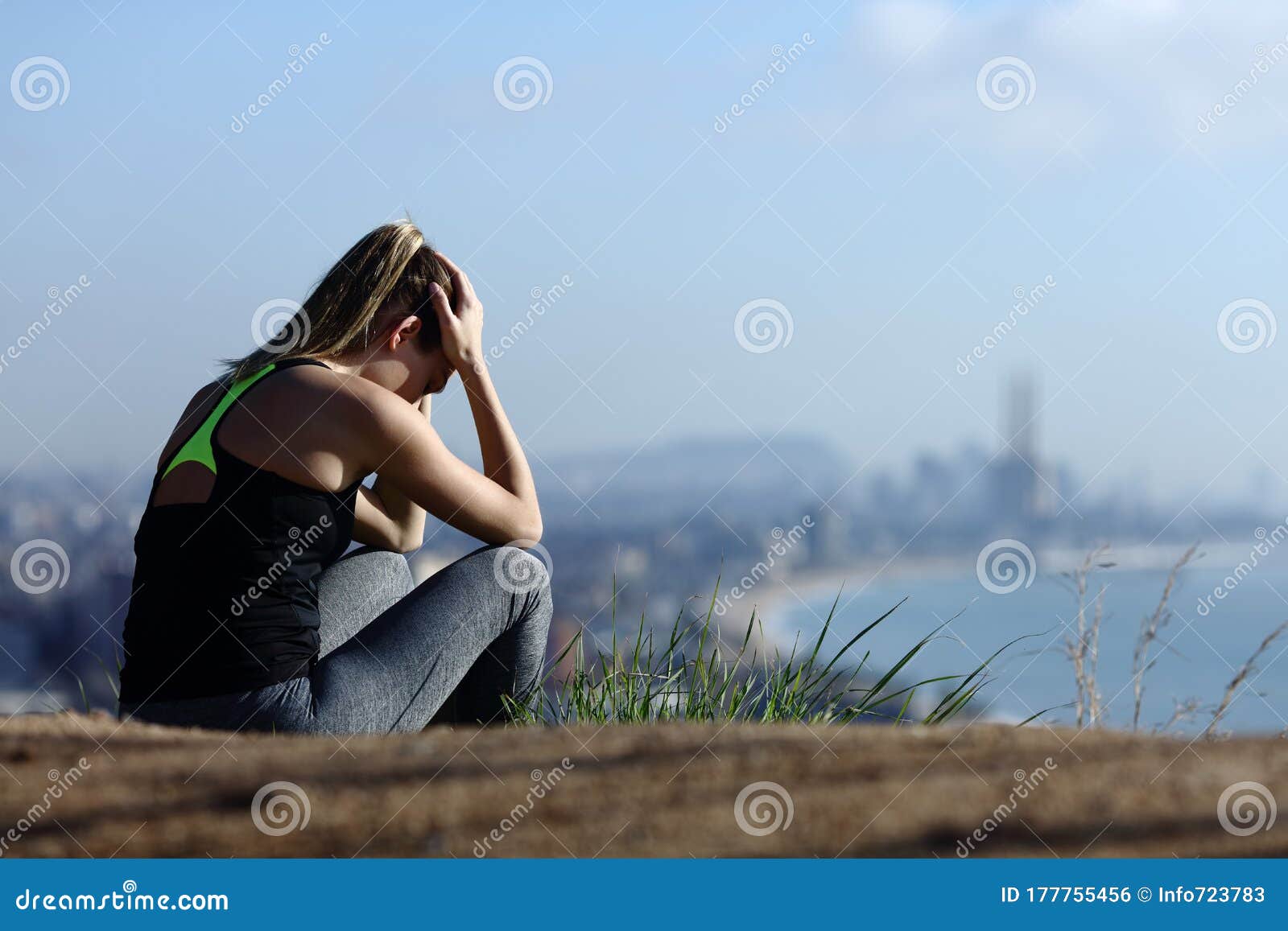 Sad Runner Complaining in City Outskirts Stock Photo - Image of health ...