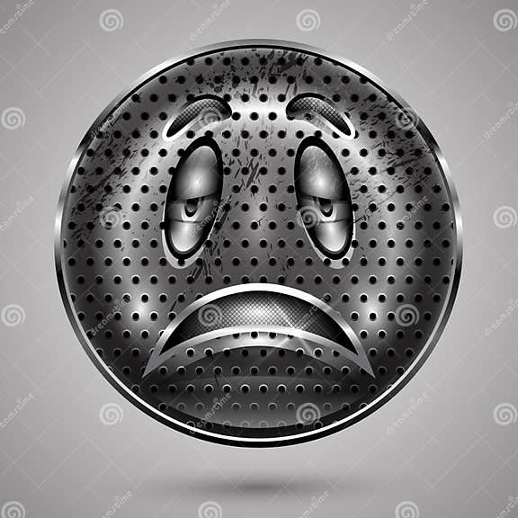 Sad Rusted Metal Smiley Face Button Stock Vector - Illustration of ...