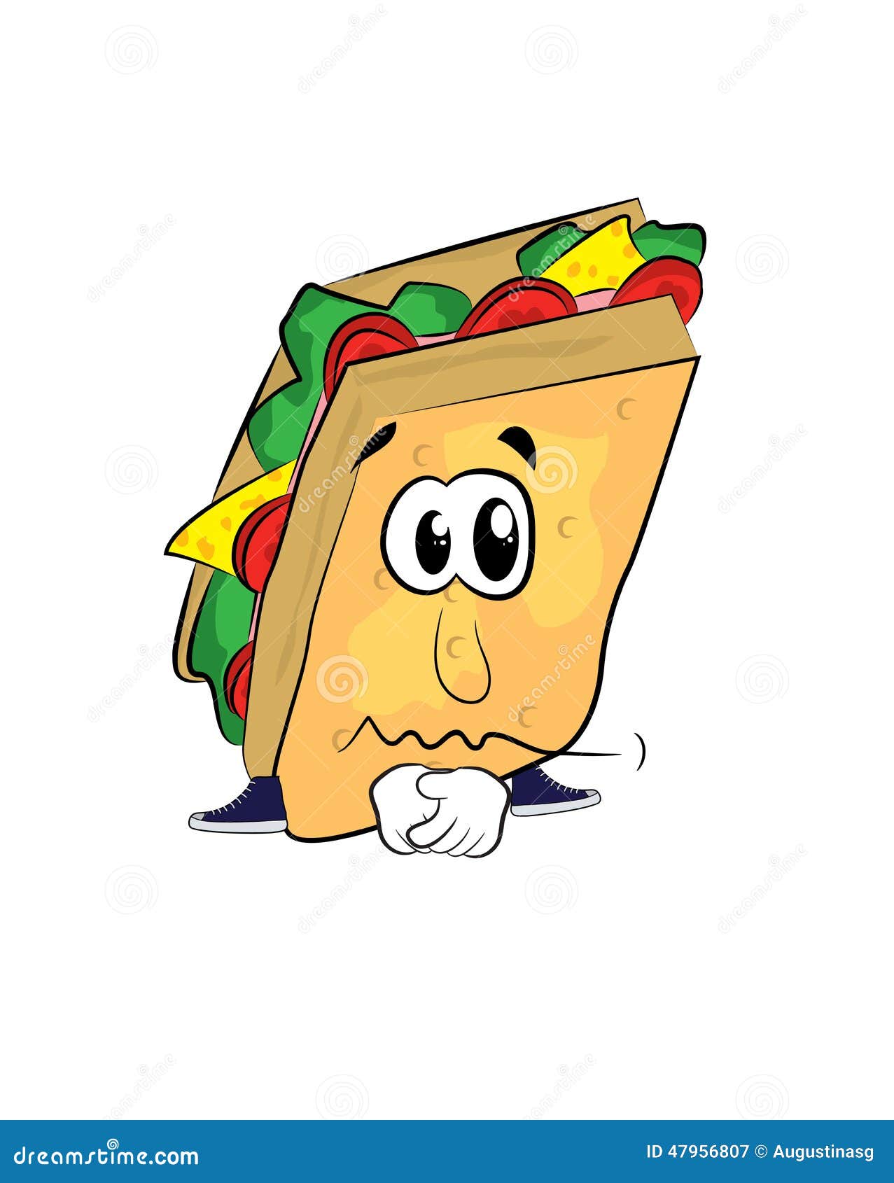 Sad sandwich cartoon stock illustration. Illustration of food - 47956807
