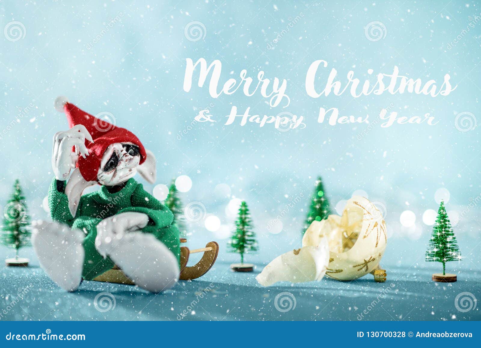 Sad Santas Helper Elf Sitting On Sledge Looking At Broken Christmas ...