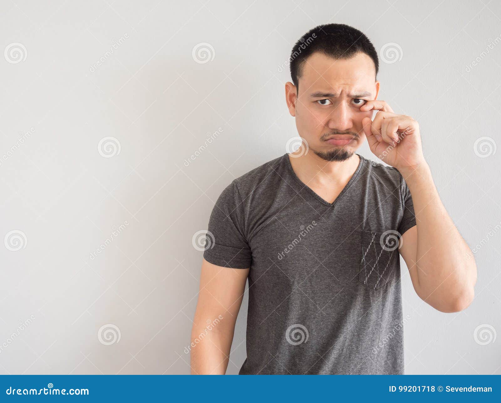 Sad and Scared Asian Man in Black T-shirt. Stock Photo - Image of fear ...