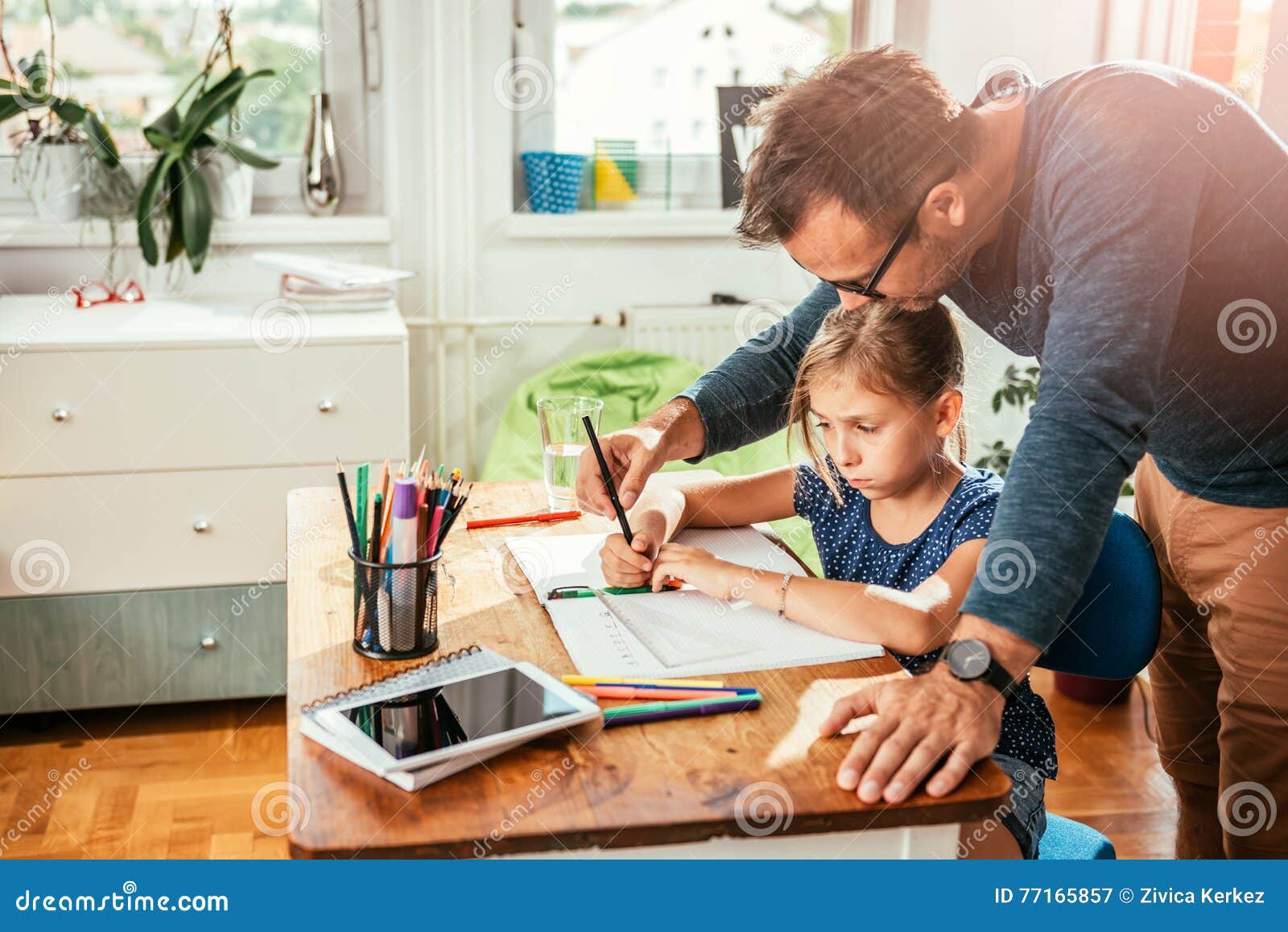 Sad School Girl Having Problem with Homework Stock Image - Image of ...