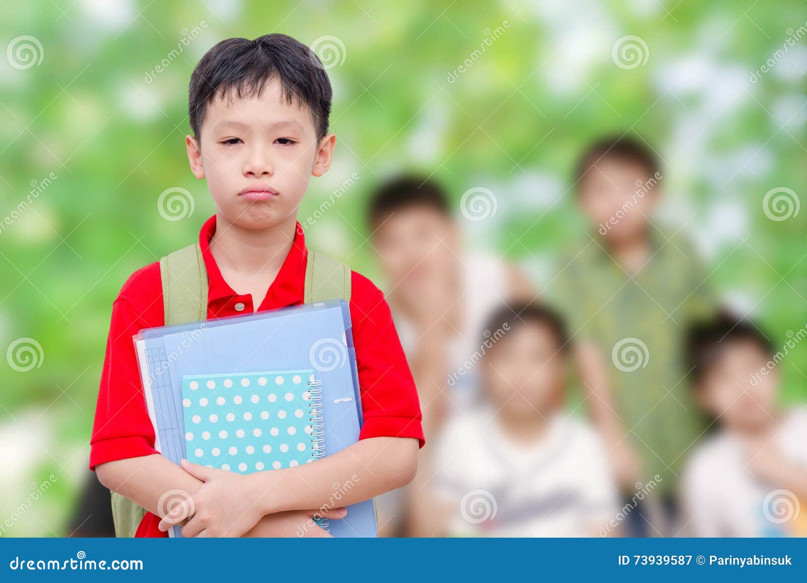 Sad schoolboy at school stock image. Image of school - 73939587