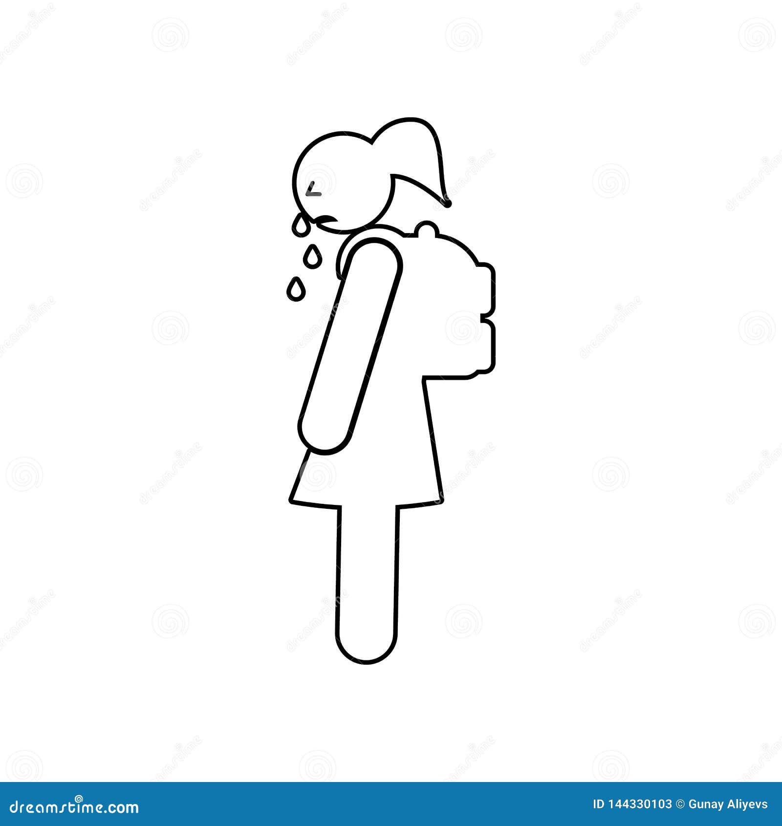 Sad Schoolgirl Icon. Element of Back To School for Mobile Concept and ...