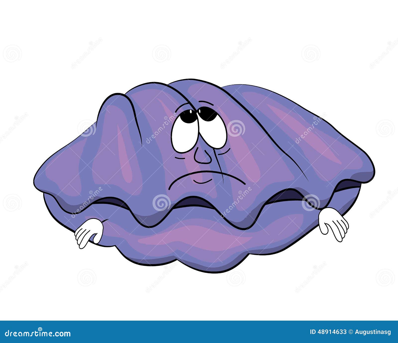 Sad sea shell cartoon stock illustration. Illustration of shell - 48914633