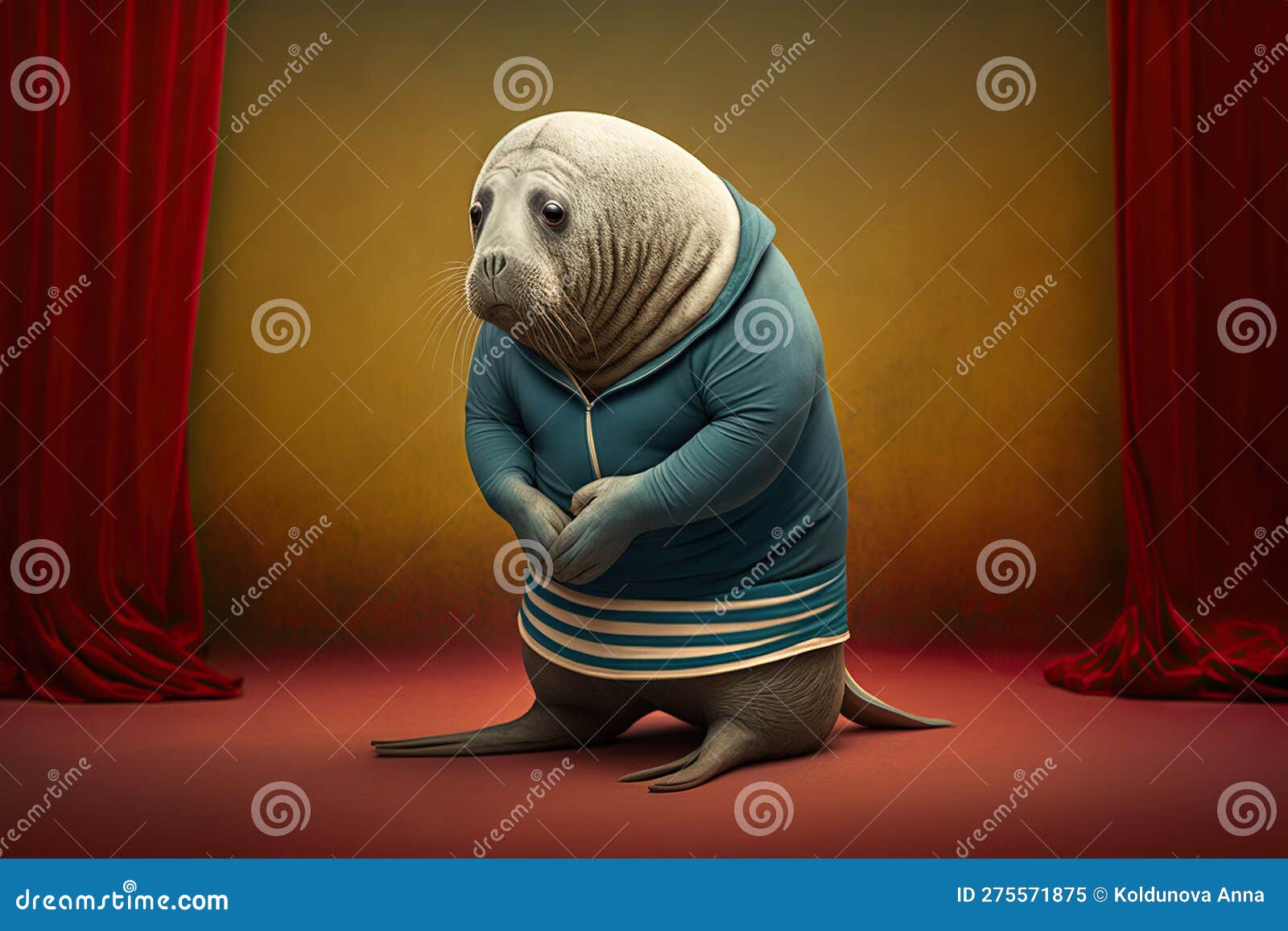 Sad Seal Wearing Clothes Suffering in Circus, Created with Generative ...
