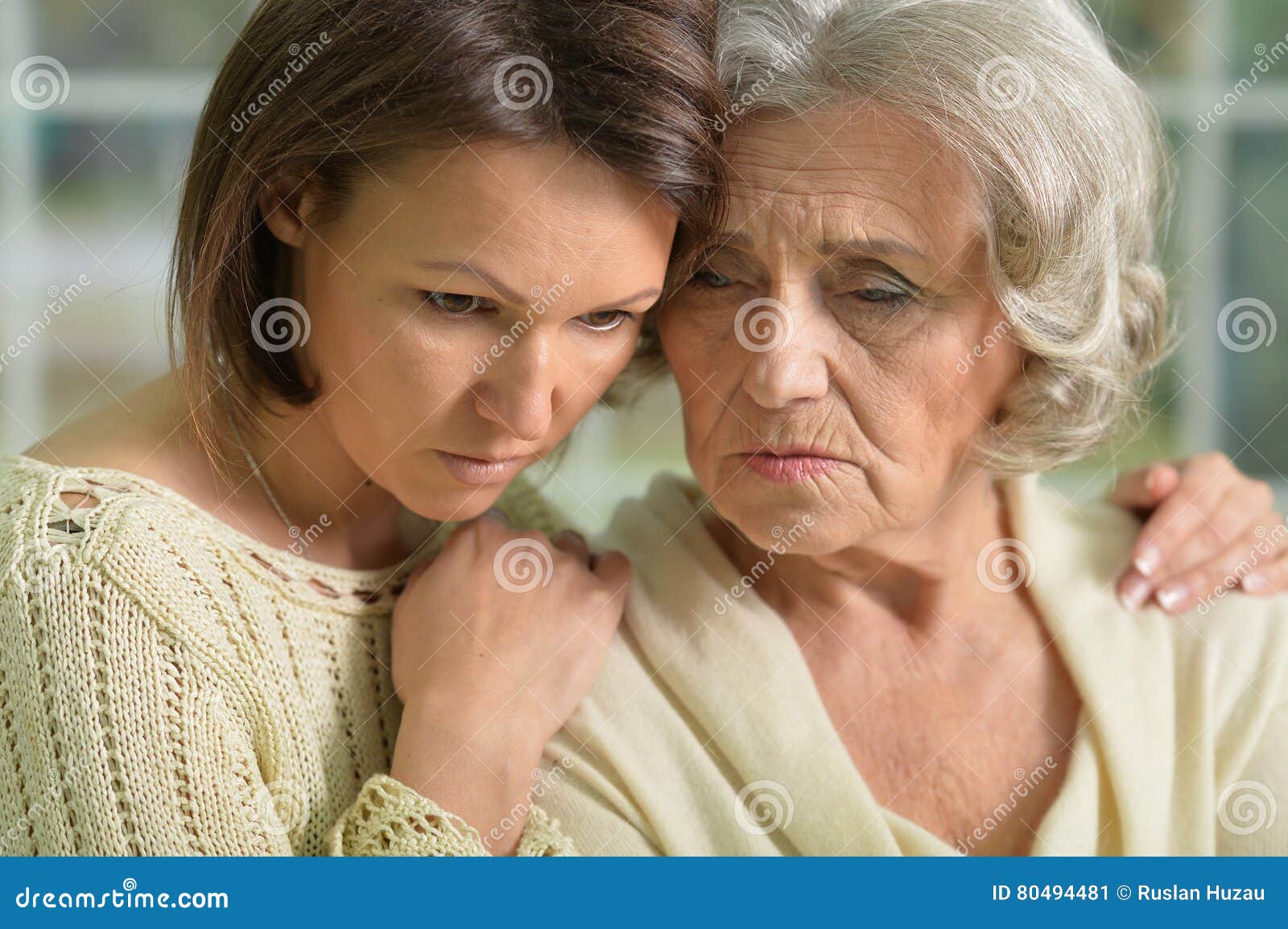 Sad senior and young women stock image. Image of aged - 80494481