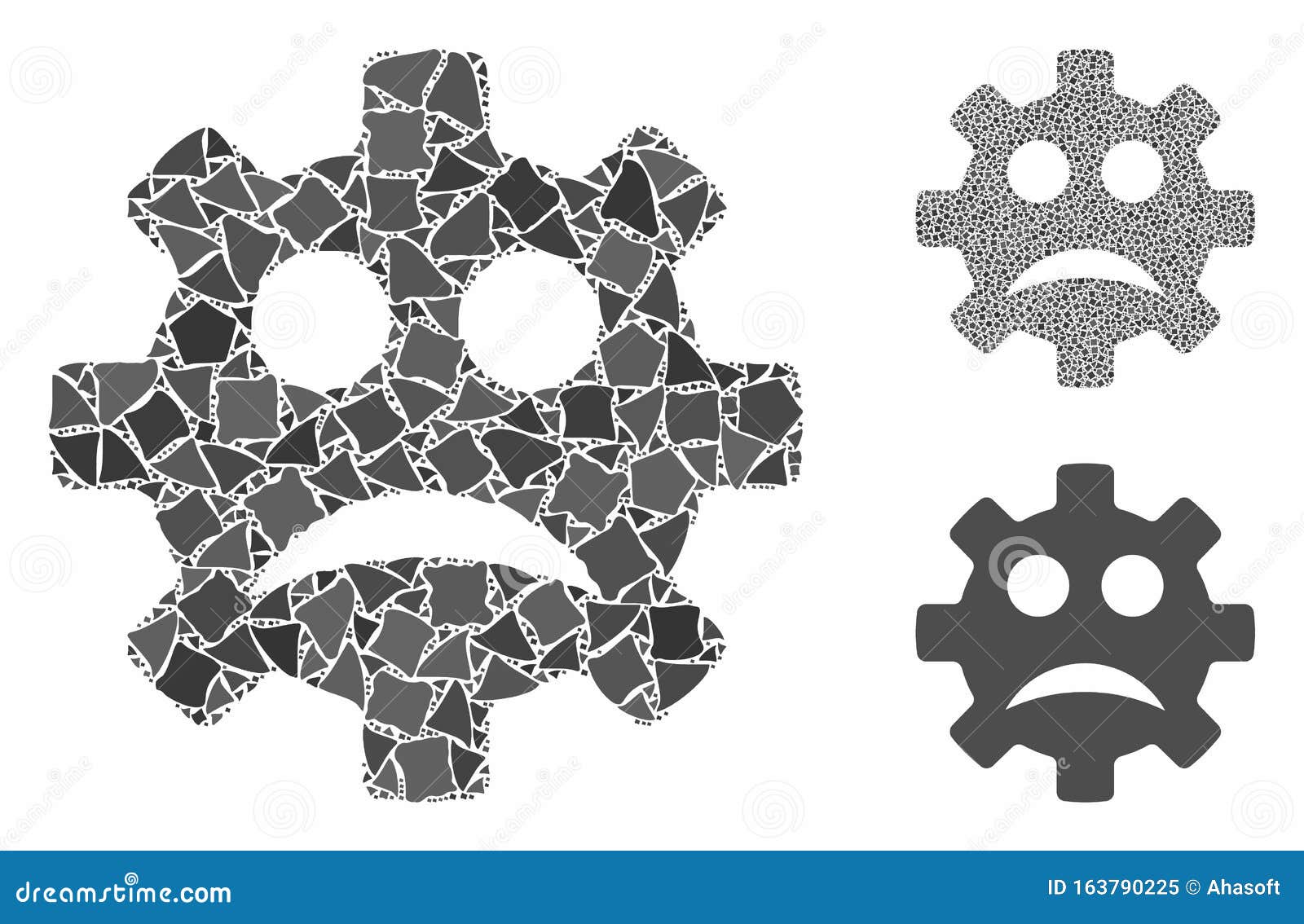 Sad Service Gear Smiley Mosaic Icon of Bumpy Elements Stock Vector ...