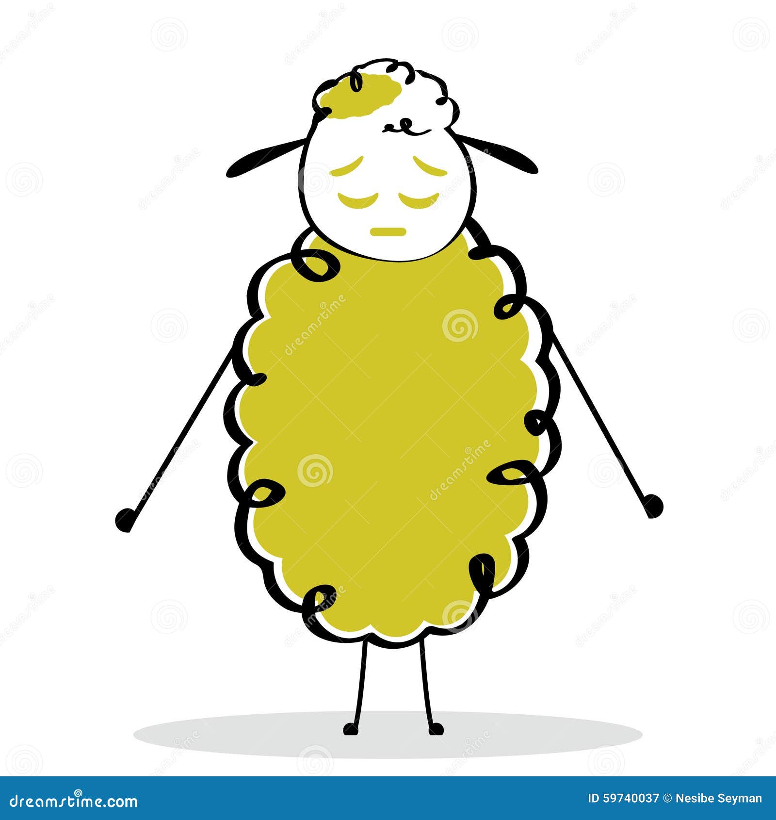 Sad sheep stock vector. Illustration of animal, sheep - 59740037