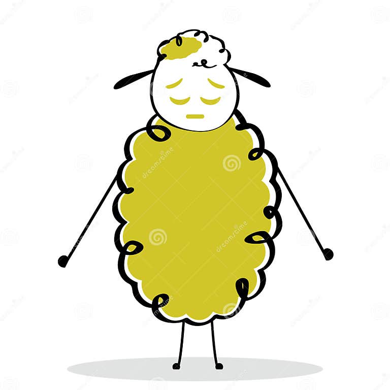 Sad sheep stock vector. Illustration of animal, sheep - 59740037