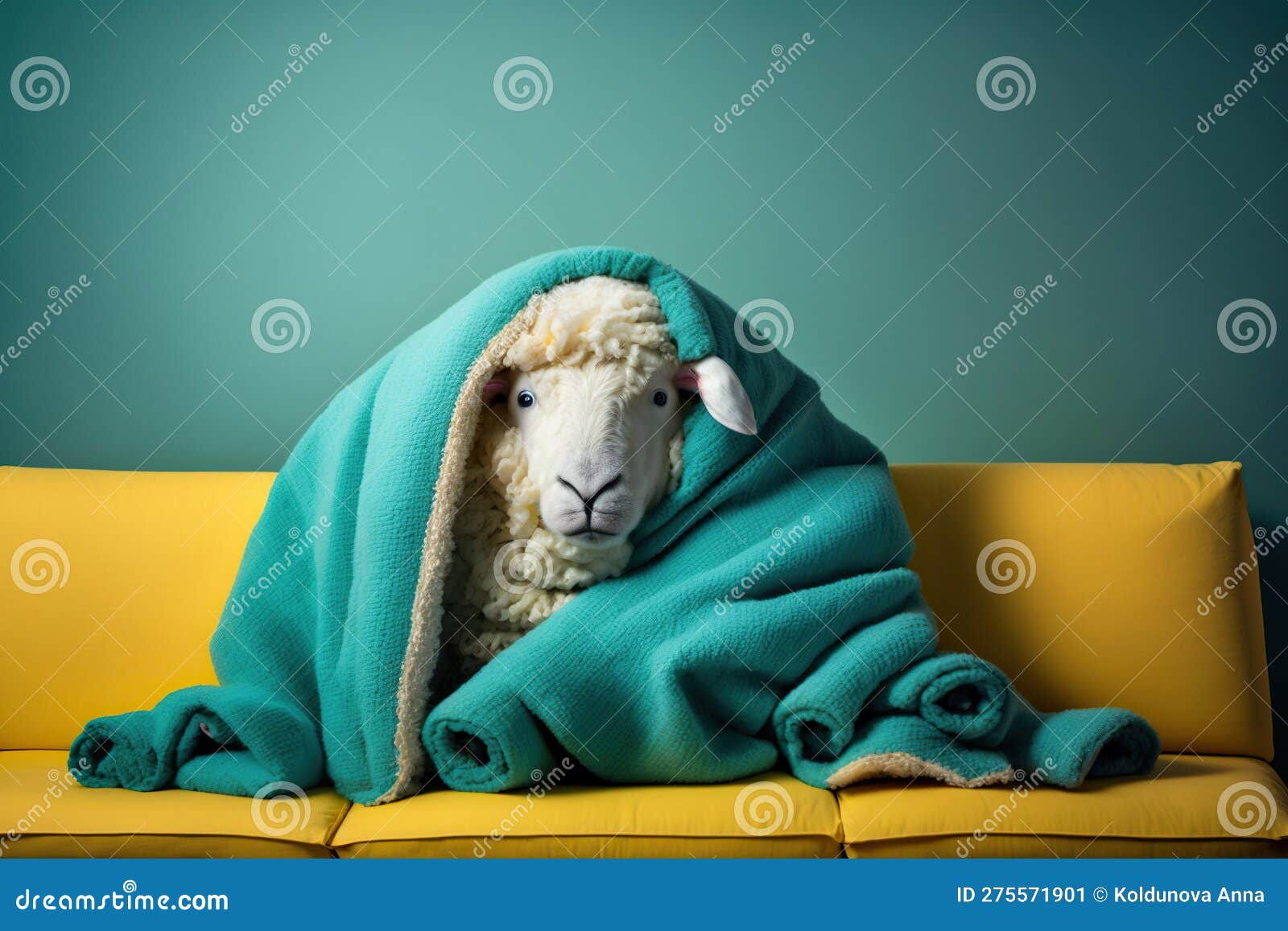 Sad Sheep Wrapped in a Blanket Suffering from Cold Weather, Created ...