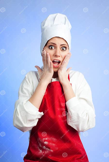Sad shocked chef stock image. Image of female, gourmet - 13885915