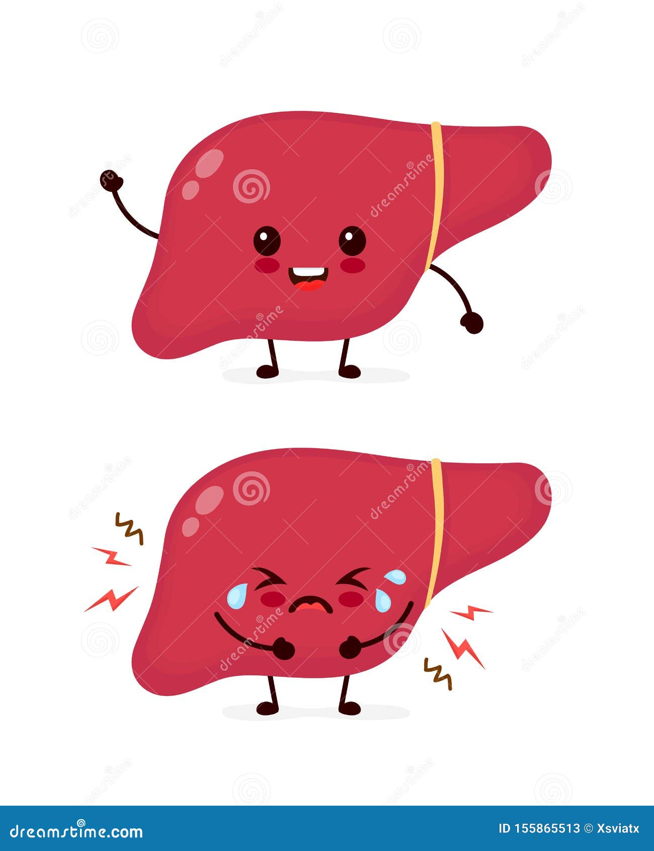 Sad Sick Cry And Healthy Strong Cute Liver Stock Vector - Illustration ... Sad Sick Cry And Healthy Strong Cute Liver Stock Vector - Illustration ...