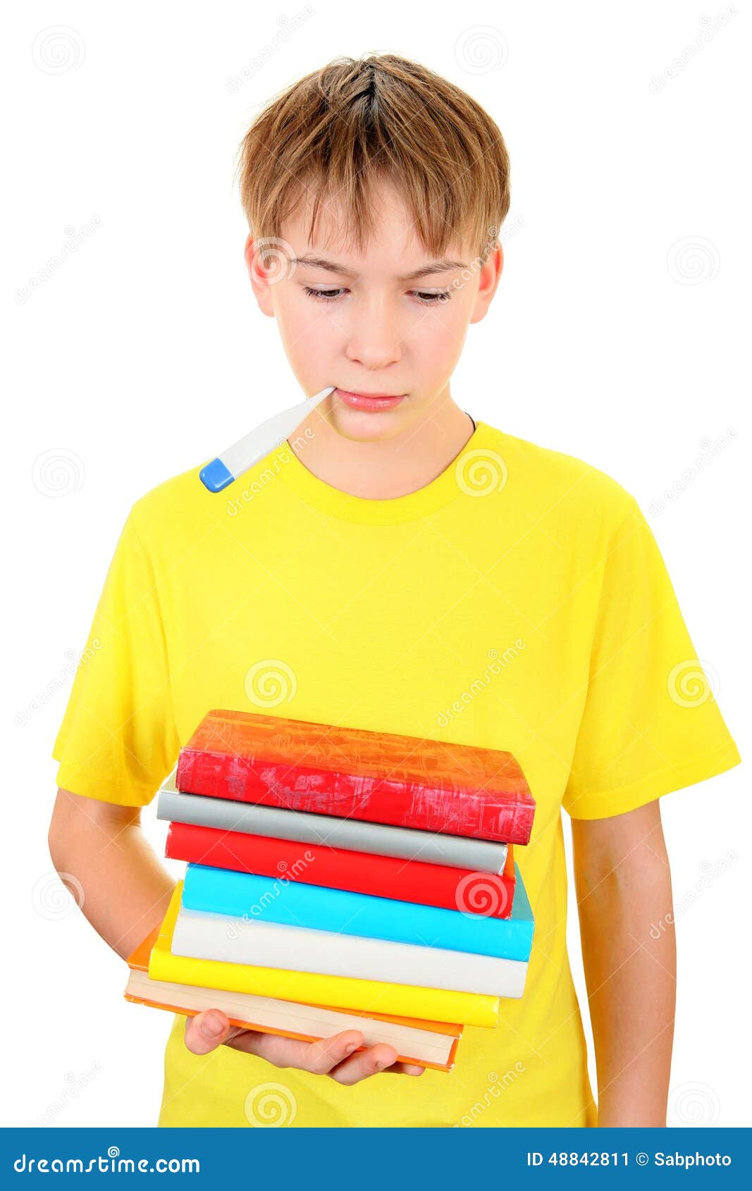 Sad and Sick Schoolboy stock image. Image of pile, despondent - 48842811