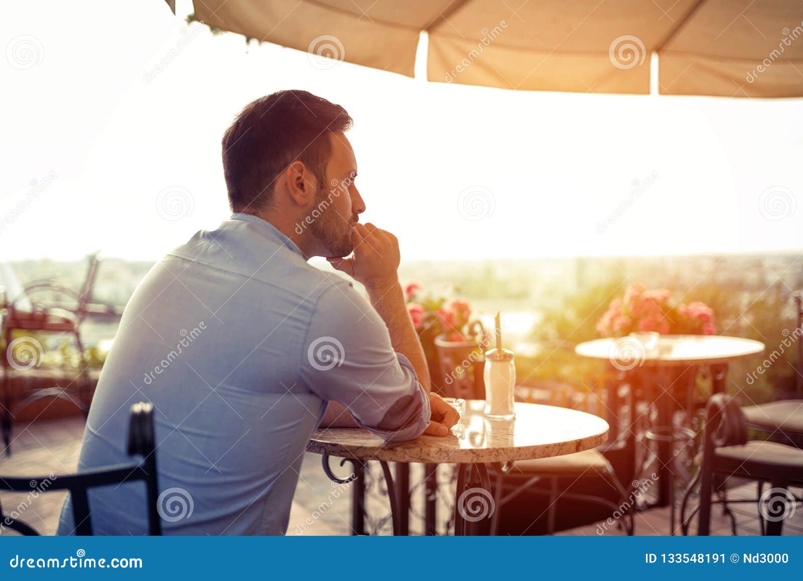 Sad Single Man Waiting for His Date Stock Image - Image of romance ...