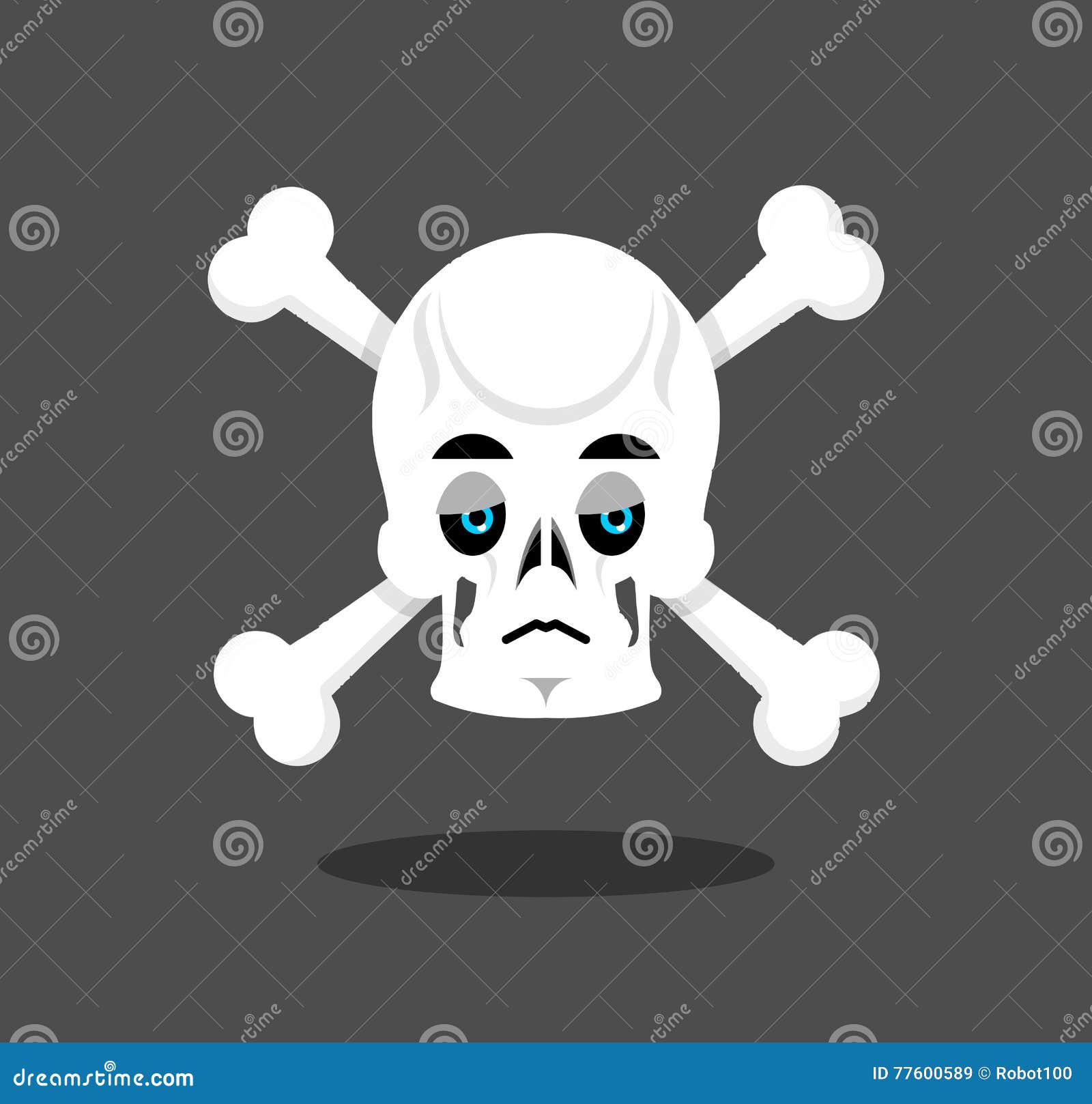 Sad Skull Emotion. Crossbones Stock Vector - Illustration of black ...