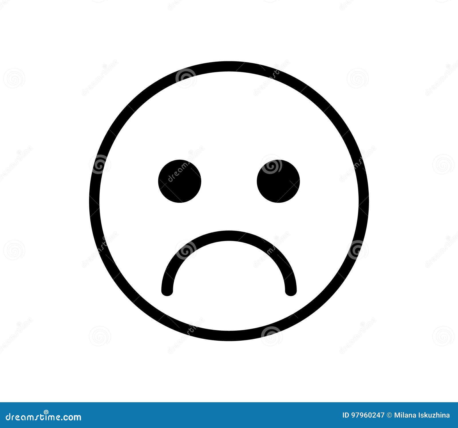 Sad Smiley Face Emoticon Line Art Icon Stock Vector - Illustration of ...