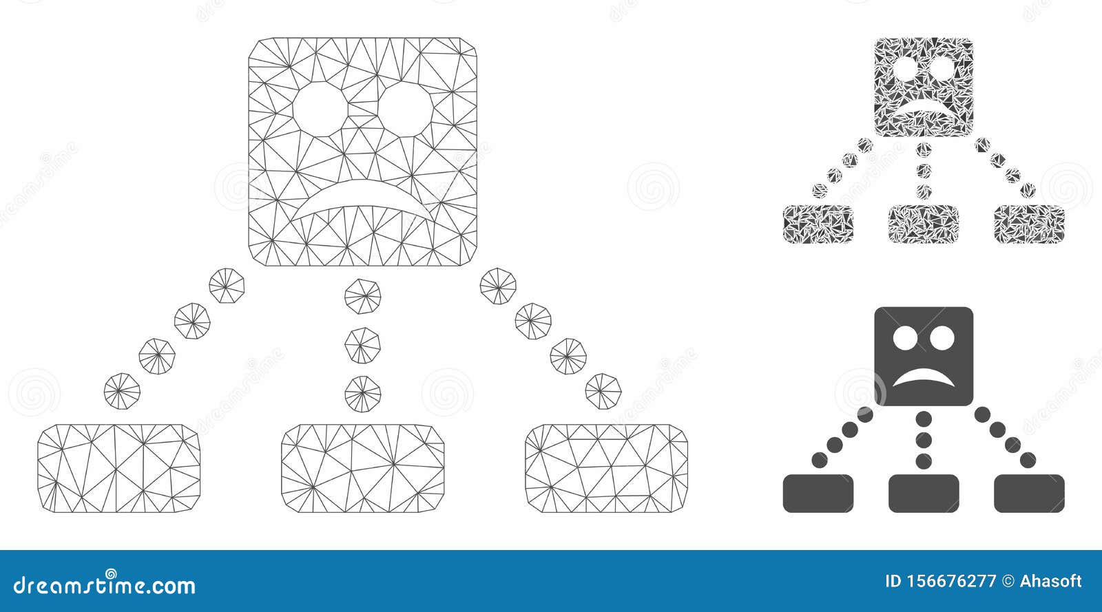 Sad Smiley Relations Diagram Vector Mesh Network Model and Triangle ...