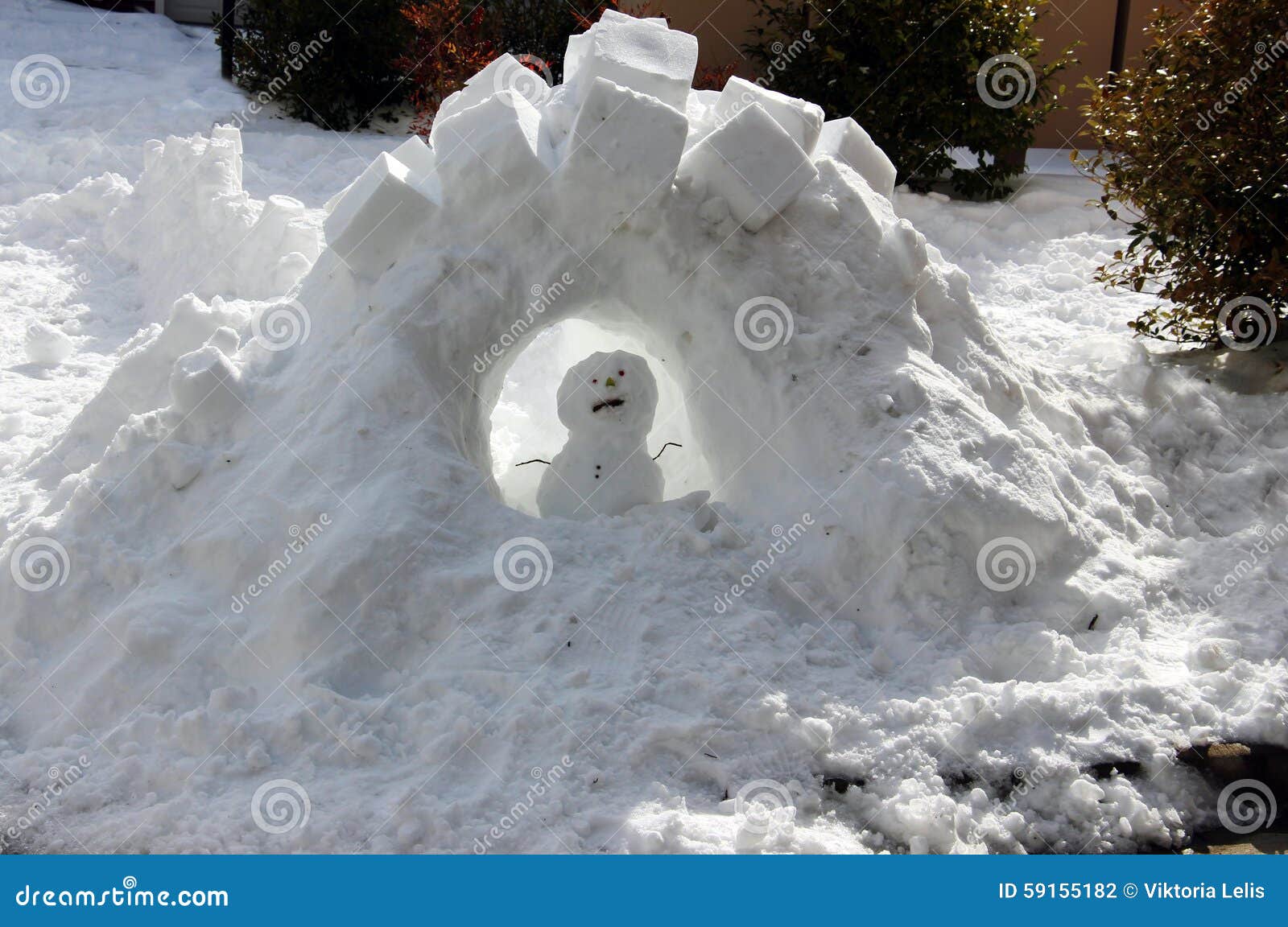 Sad Snowman in the Snow Castle Stock Photo - Image of freeze, season ...