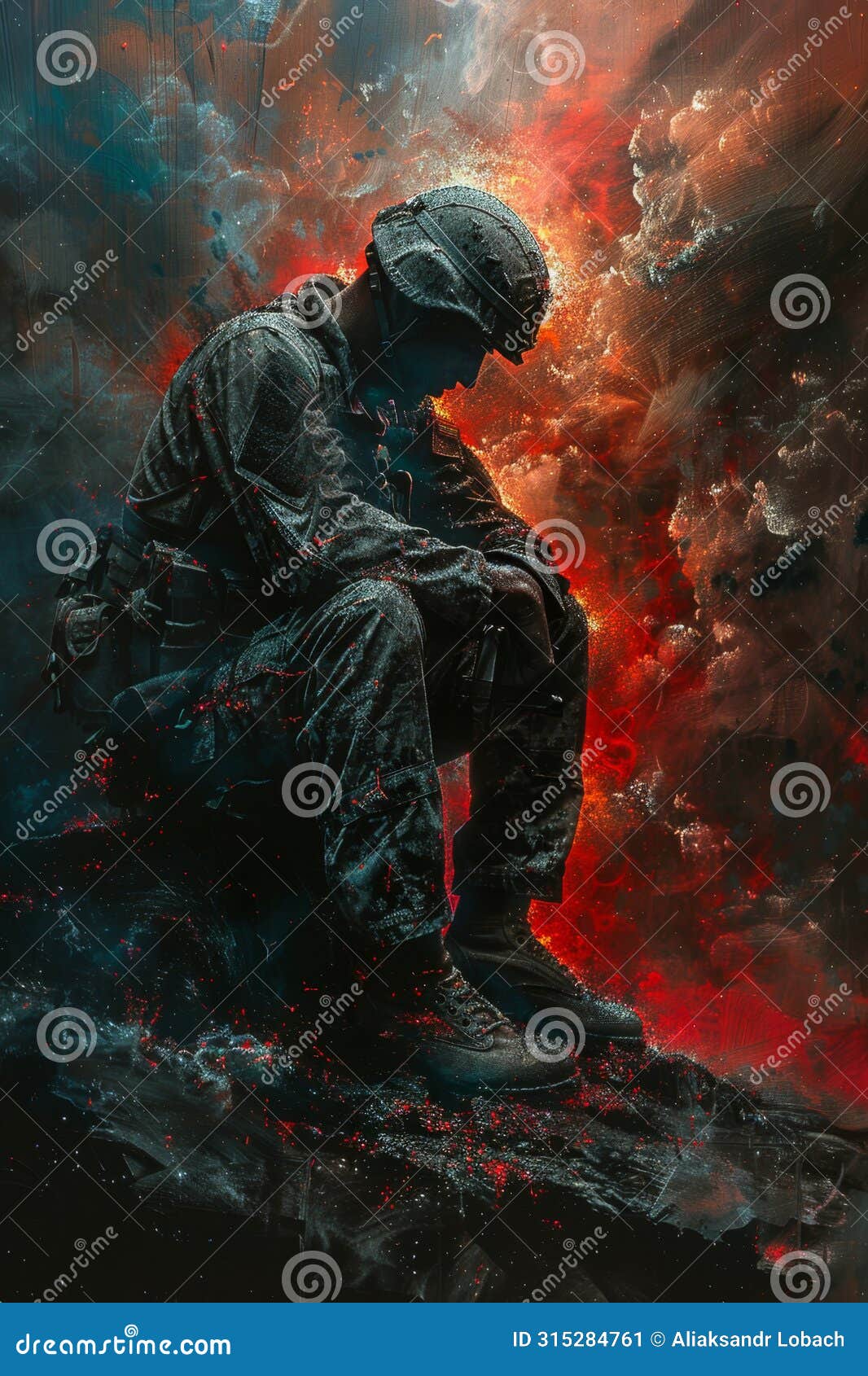 A Sad Soldier . Post-Traumatic Stress Disorder Awareness Day Stock ...