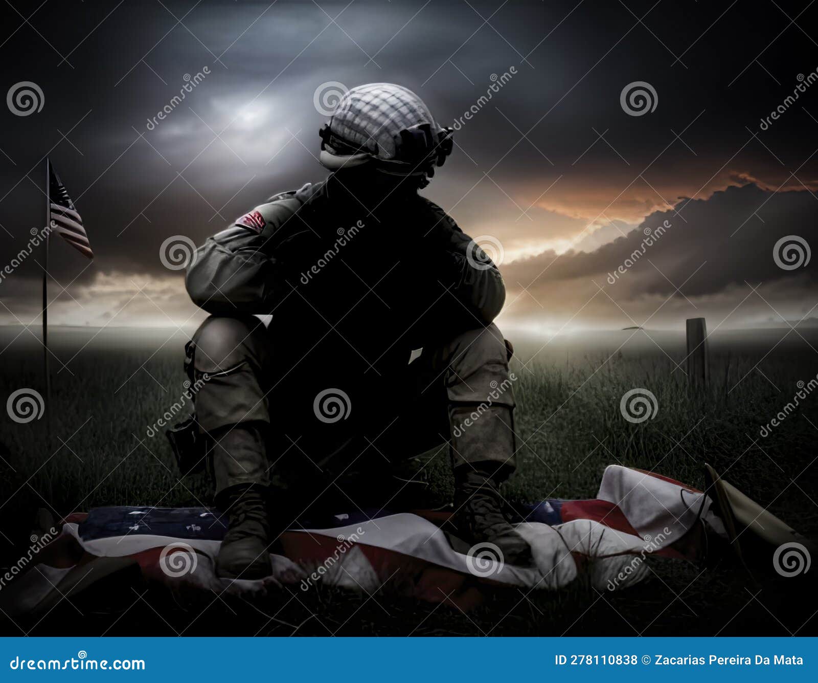 Sad soldier in the war stock illustration. Illustration of pride ...