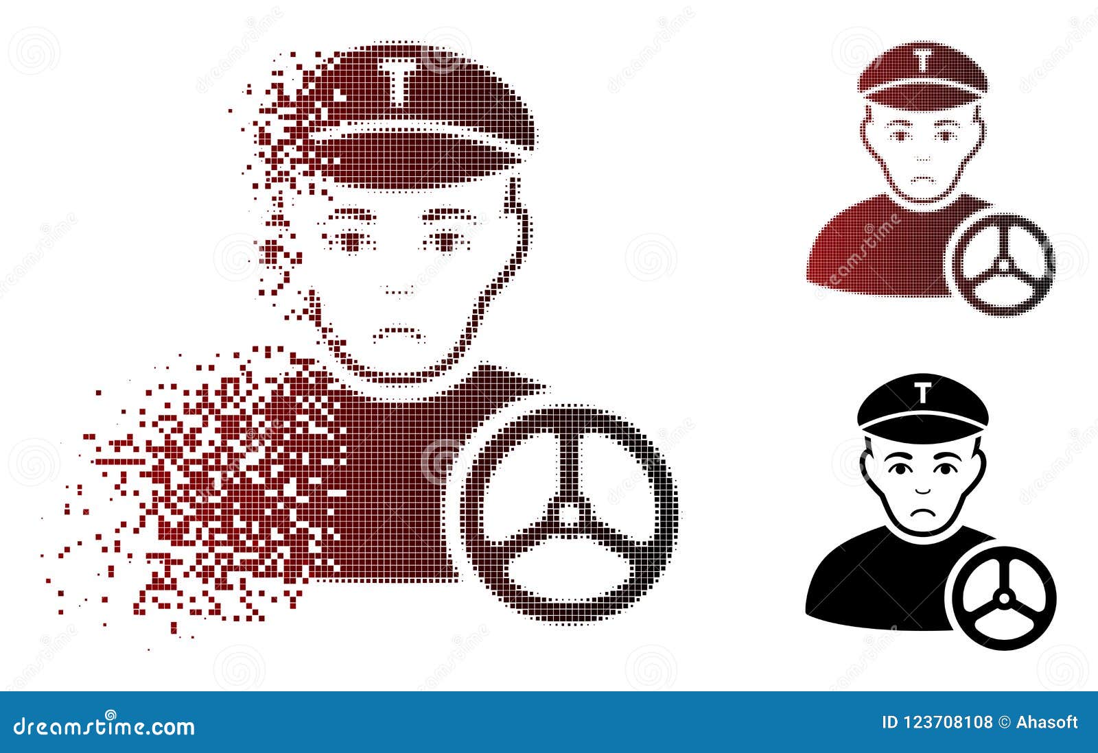 Sad Sparkle Pixel Halftone Taxi Driver Icon Stock Vector - Illustration ...