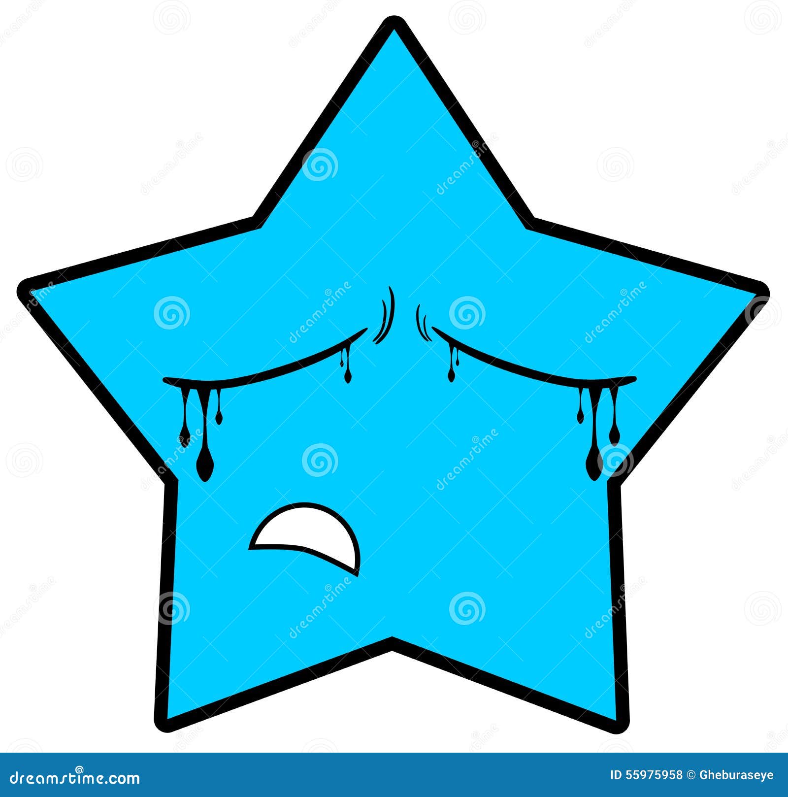Sad star cartoon in blue stock vector. Illustration of blue - 55975958
