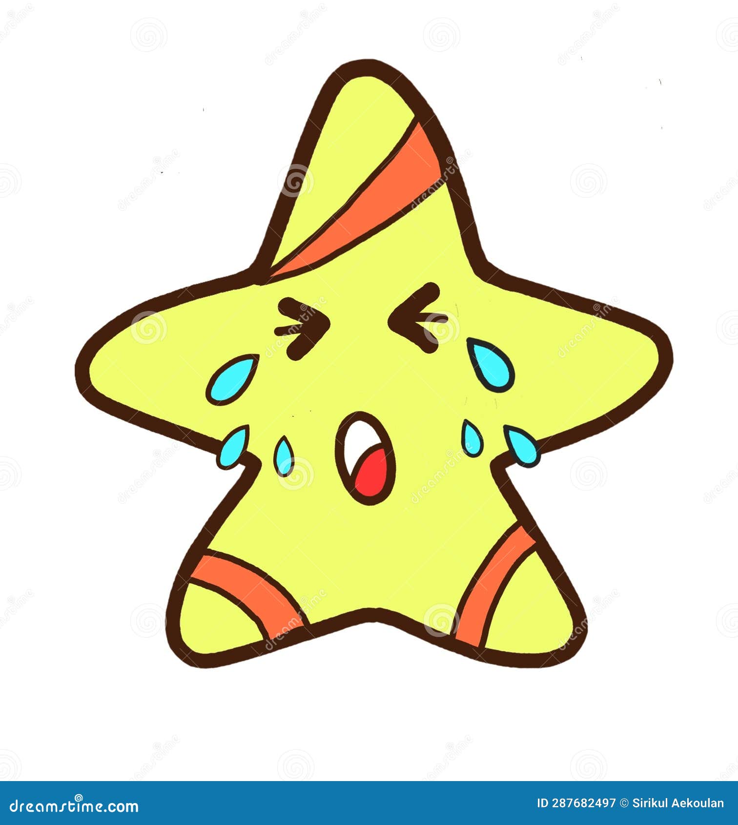 Sad Star Crying with Tears. Stock Illustration - Illustration of star ...