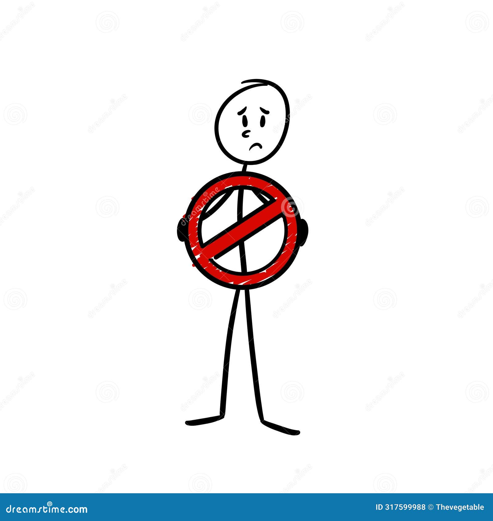 Sad Stick Figure Holding a Stop Sign Stock Illustration - Illustration ...