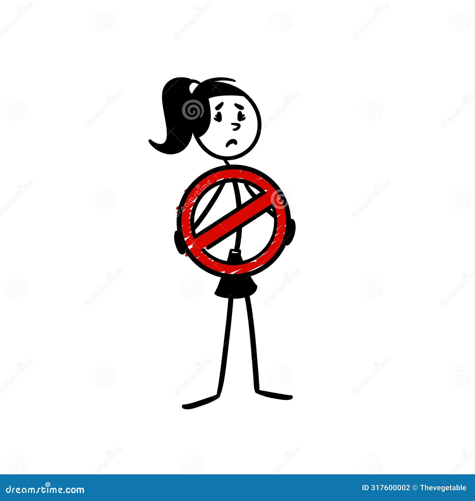Sad Stick Figure Holding a Stop Sign Stock Illustration - Illustration ...