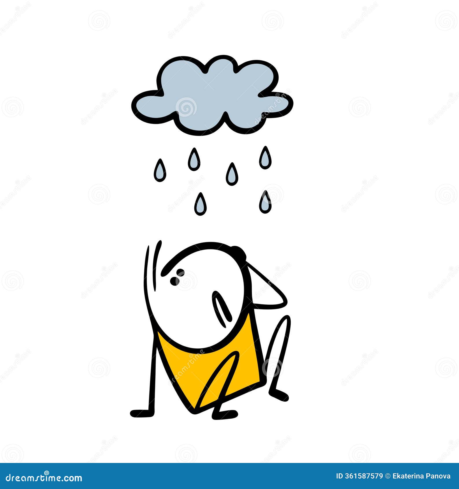 It`s Raining, Stickman Businessman Character Getting Wet And Unhappy ...