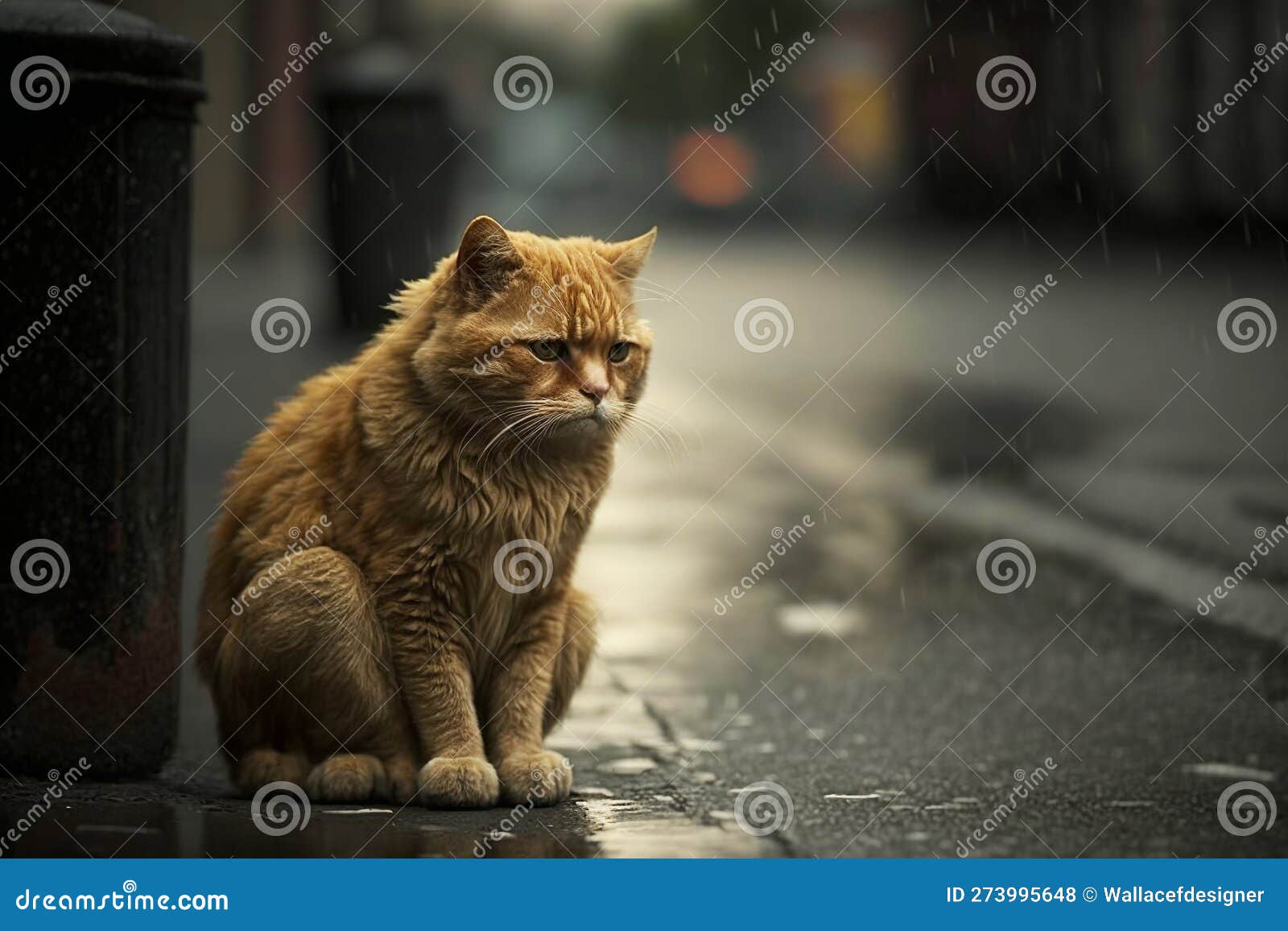 Sad Stray Cat Illustration. Generative AI. Stock Illustration ...