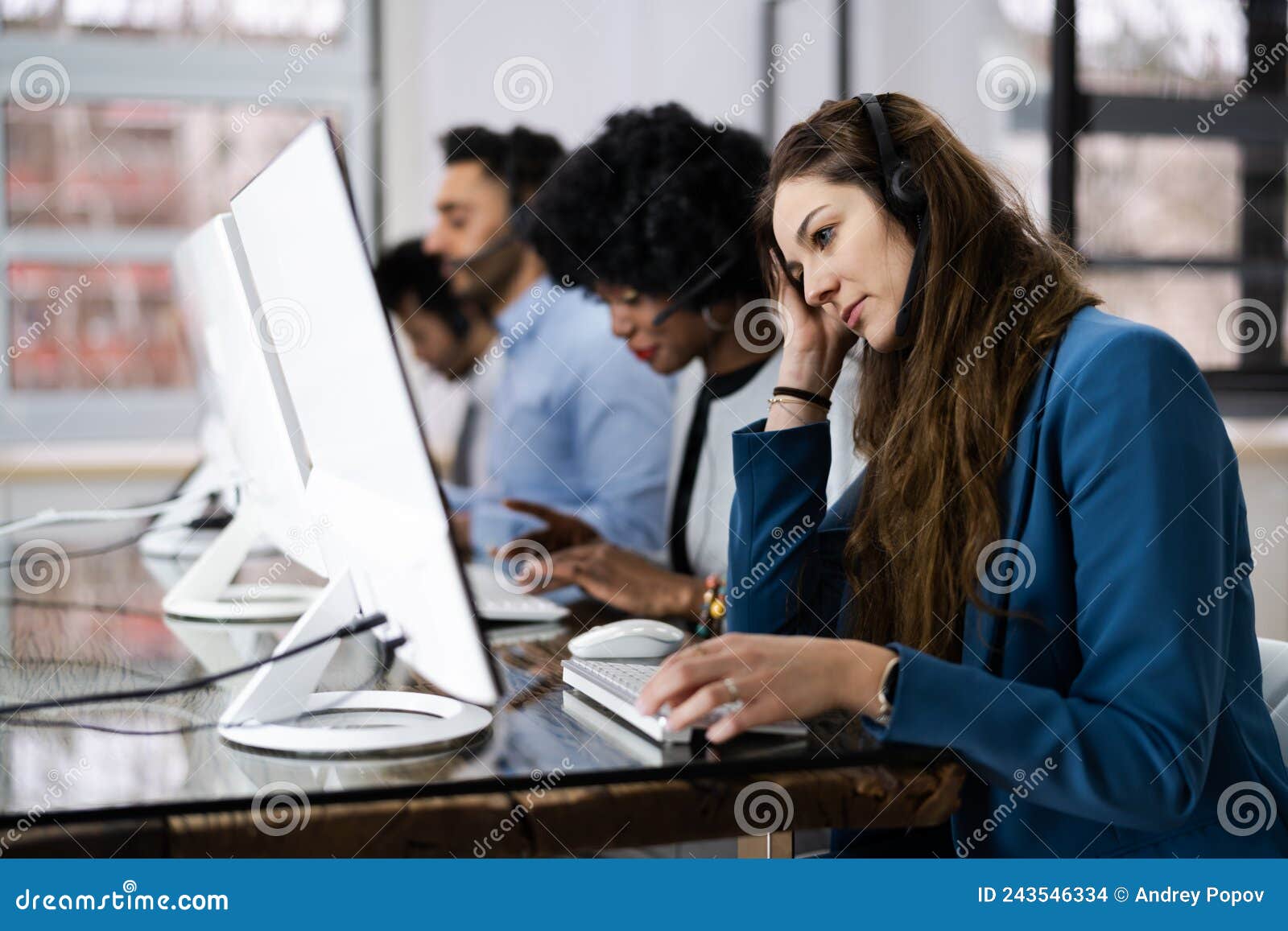 Sad Stressed Customer Call Service Center Stock Photo - Image of group ...